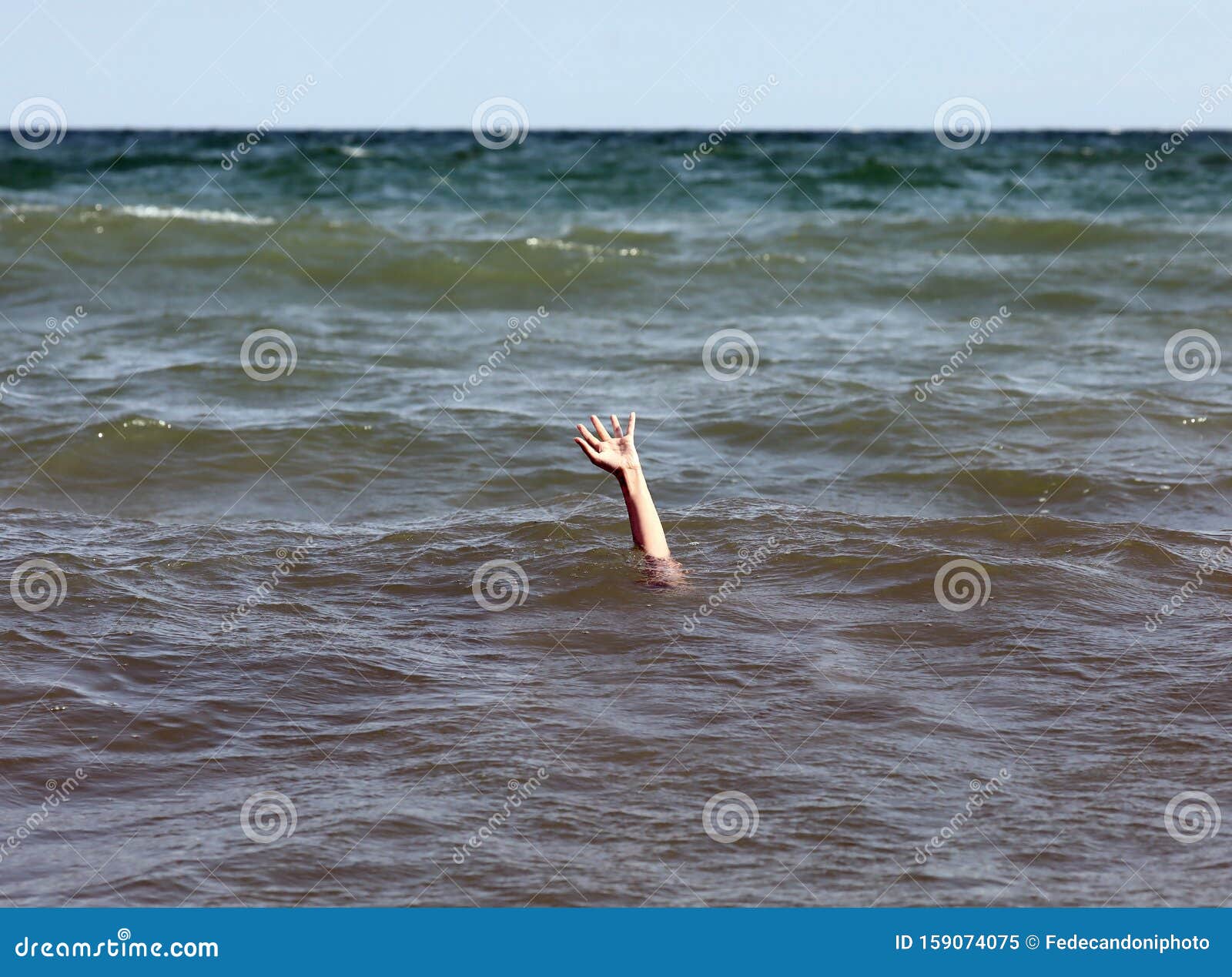 Person Asking for Help while Drowning in the Sea Stock Image - Image of ...