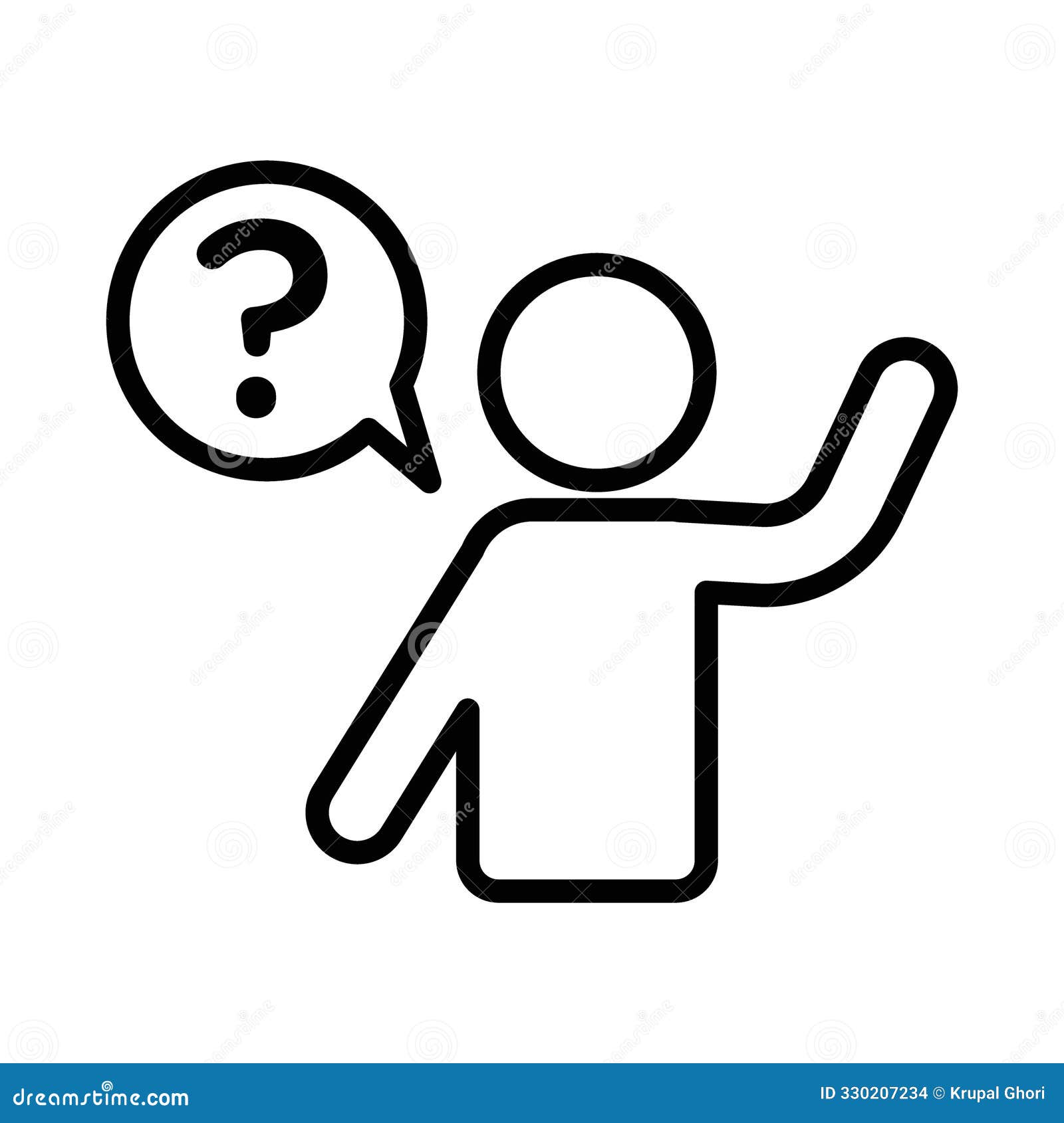 Person Asking Question Icon Linear Logo Mark in Black and White Stock ...