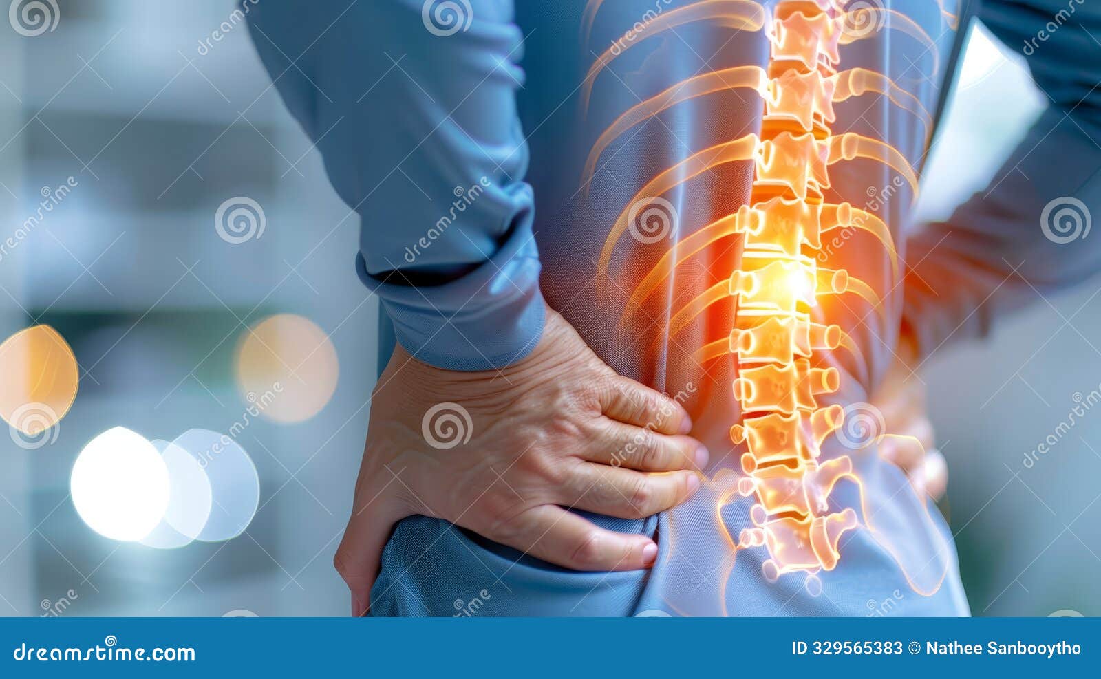 Person with Back Pain and Spine Highlight Stock Illustration ...