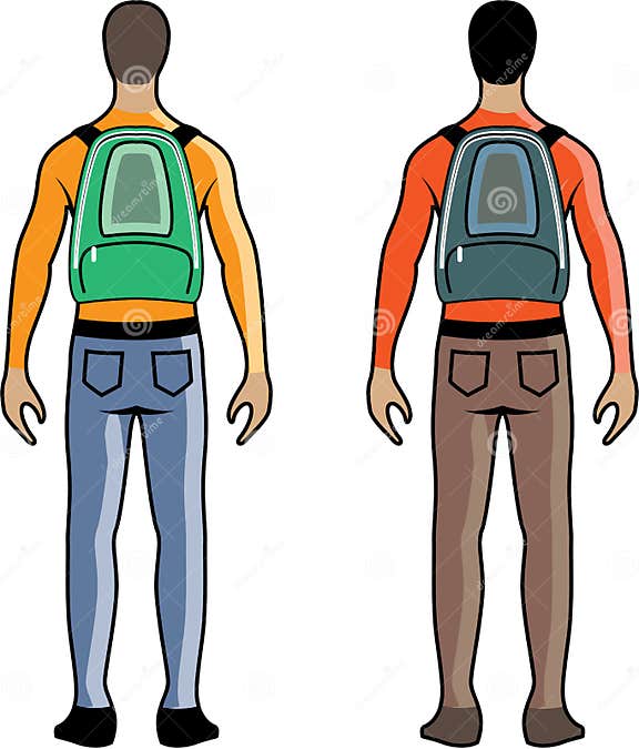Person with Backpack Vector Stock Vector - Illustration of standing ...