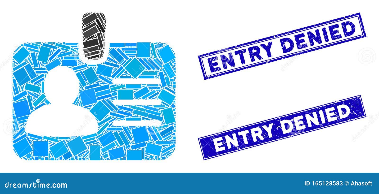 Person Badge Mosaic and Scratched Rectangle Entry Denied Stamp Seals ...