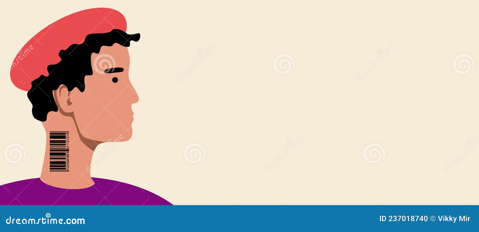 Person with Barcode, Copy Space Template, Flat Vector Stock ...