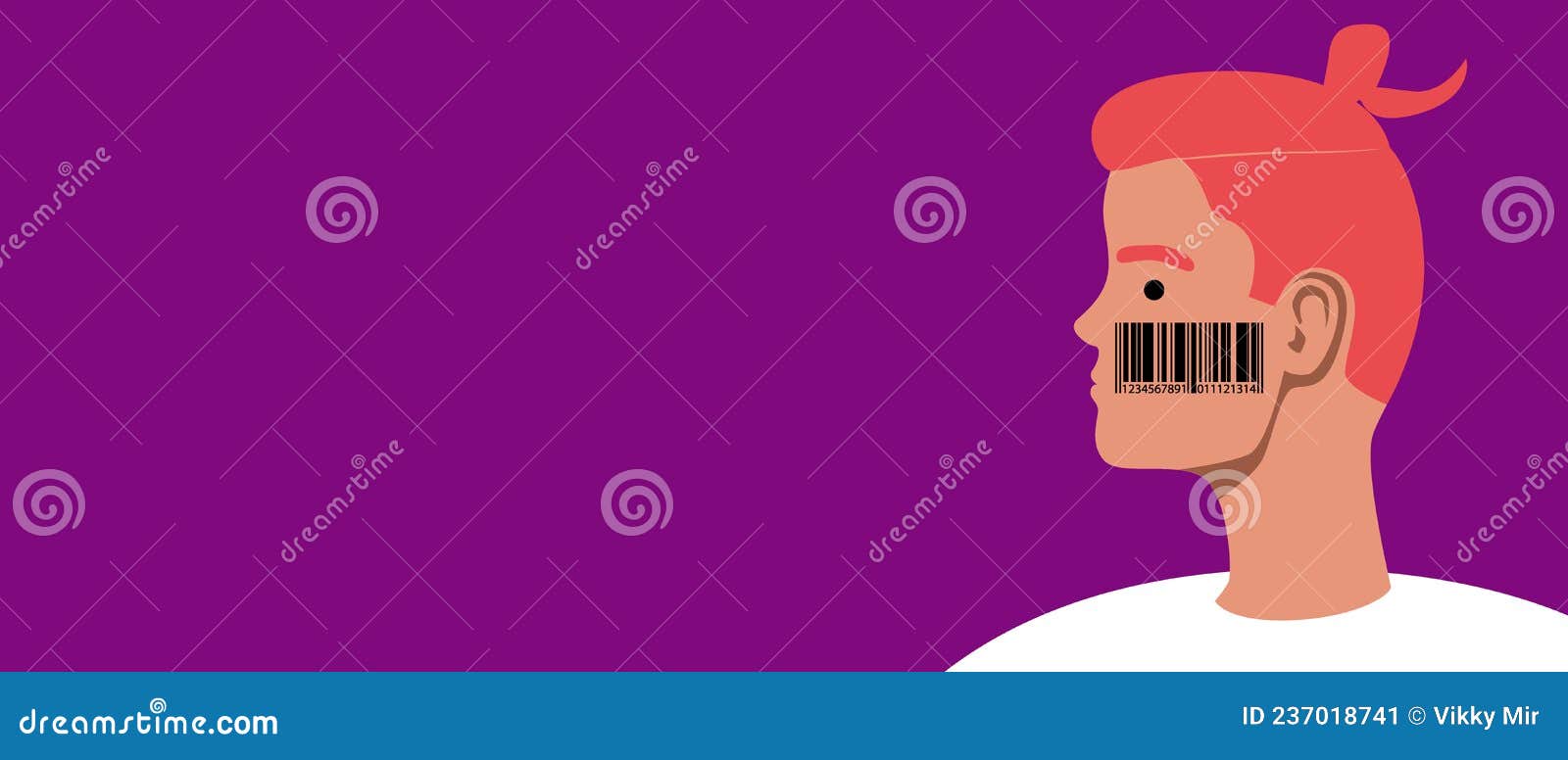 Person with Barcode, Copy Space Template, Flat Vector Stock ...