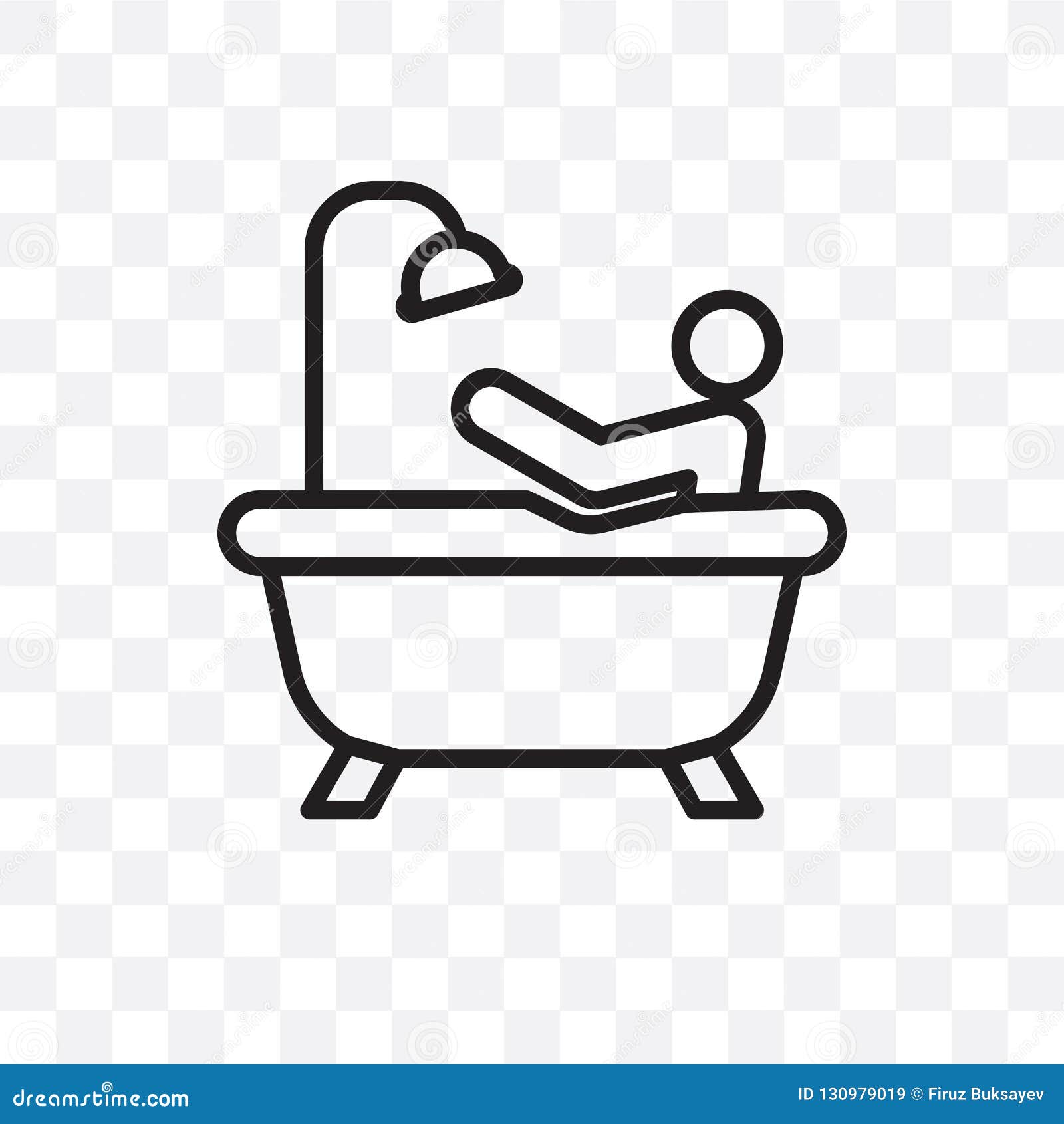 Person Bathing Vector Linear Icon Isolated on Transparent Background ...