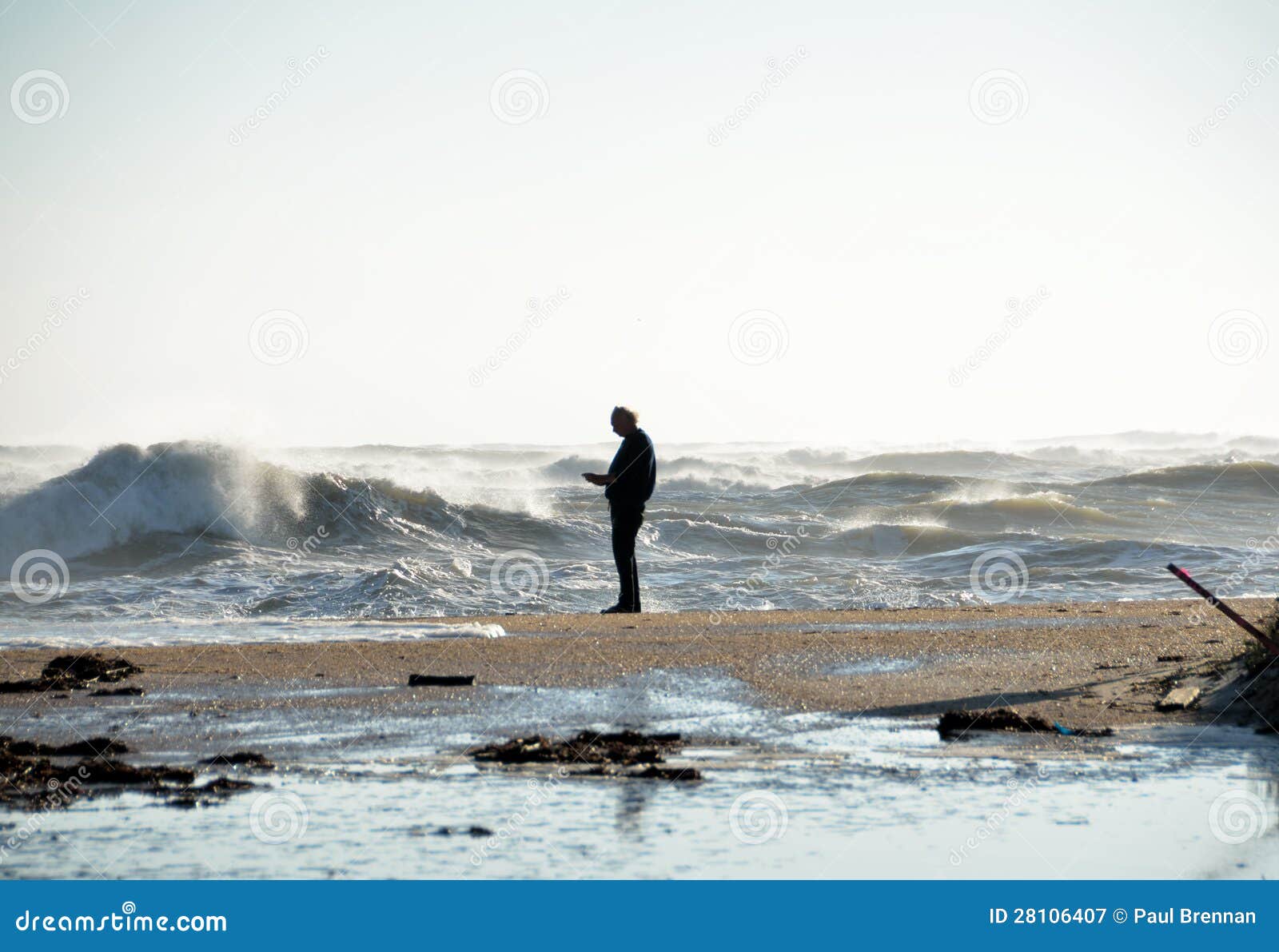 Person on the Beach during a Storm Editorial Photography - Image of ...