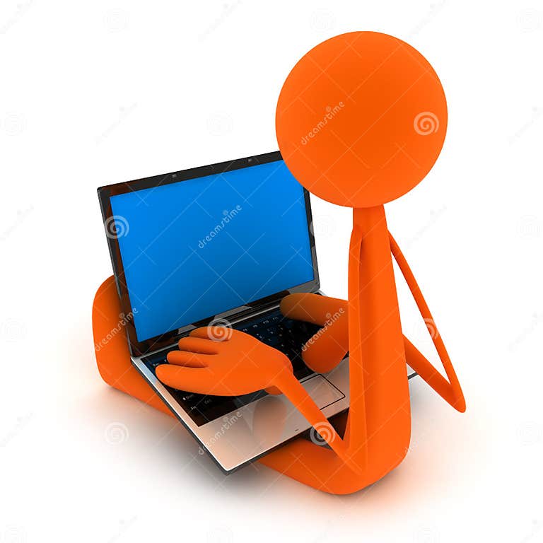 Person behind the computer stock illustration. Illustration of learn ...