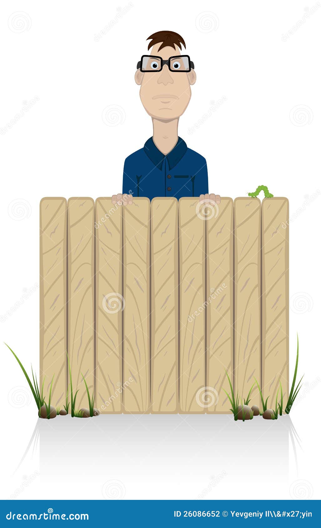 Guy Looks Out, And Behind Him Leaves Cartoon Vector Illustration ...