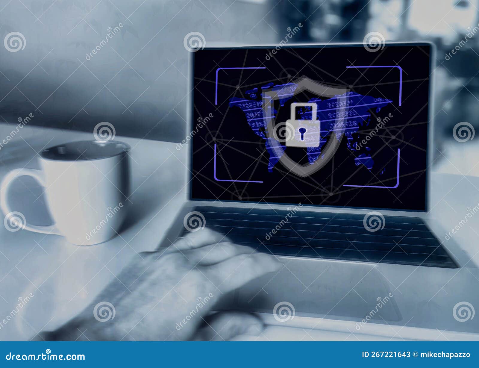 Person Behind Hacked and Locked Computer Stock Image - Image of ...