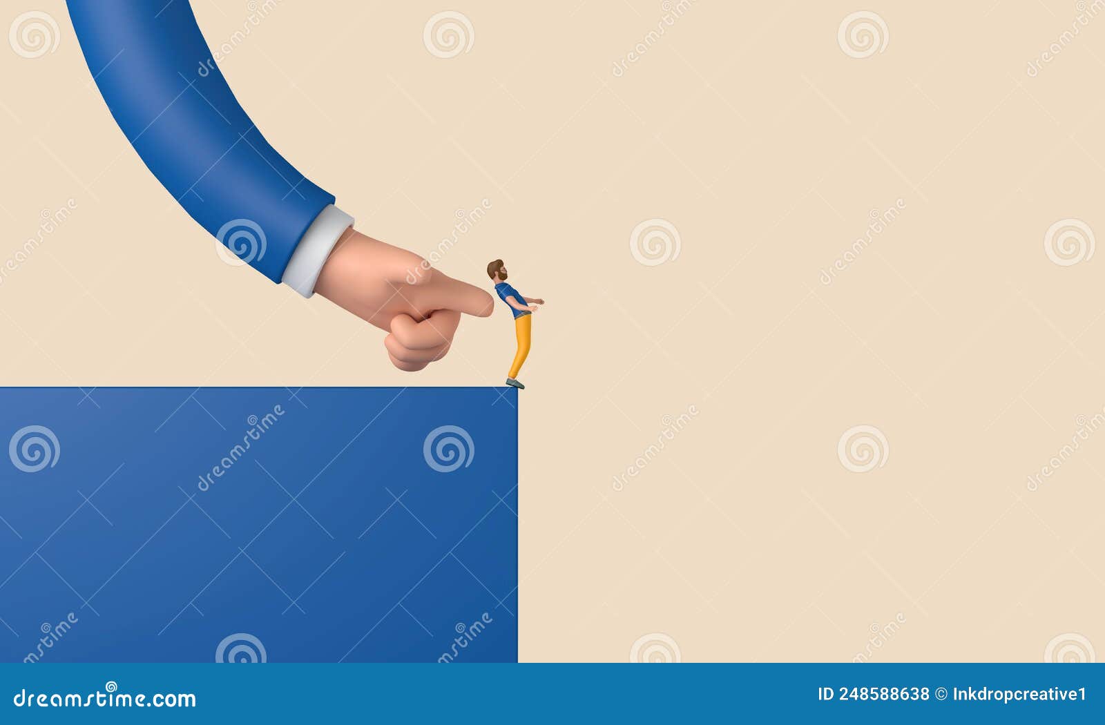 A Person Being Pushed Forward by a Large Hand. Business Development ...