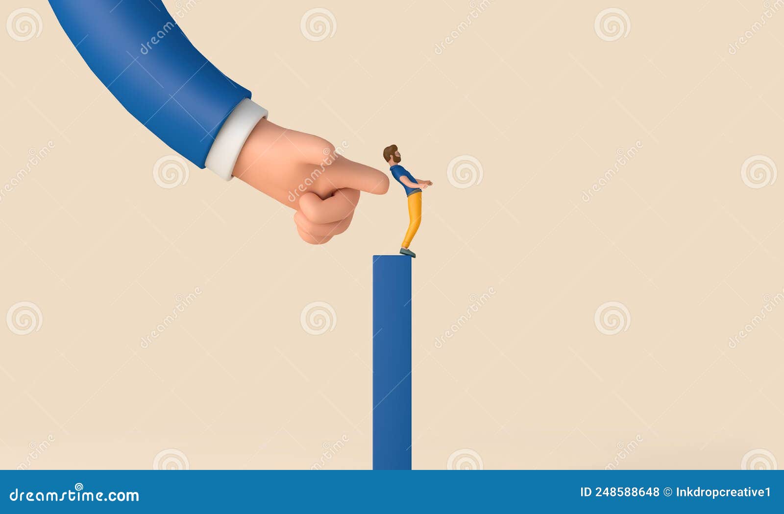 A Person Being Pushed Forward by a Large Hand. Business Development ...