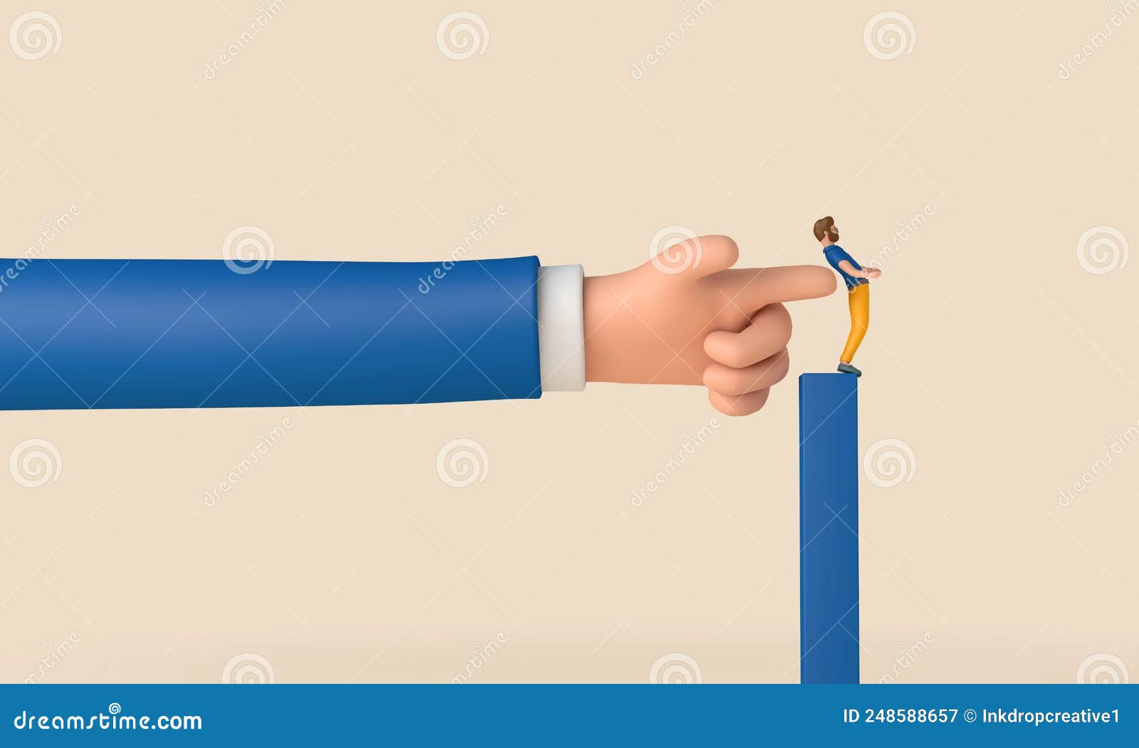 A Person Being Pushed Forward by a Large Hand. Business Development ...