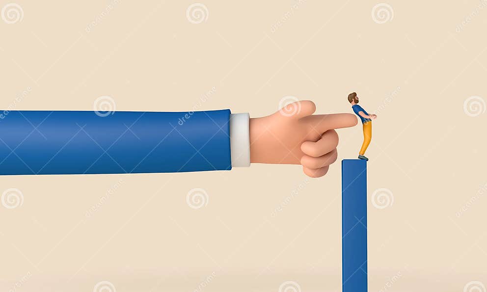 A Person Being Pushed Forward by a Large Hand. Business Development ...