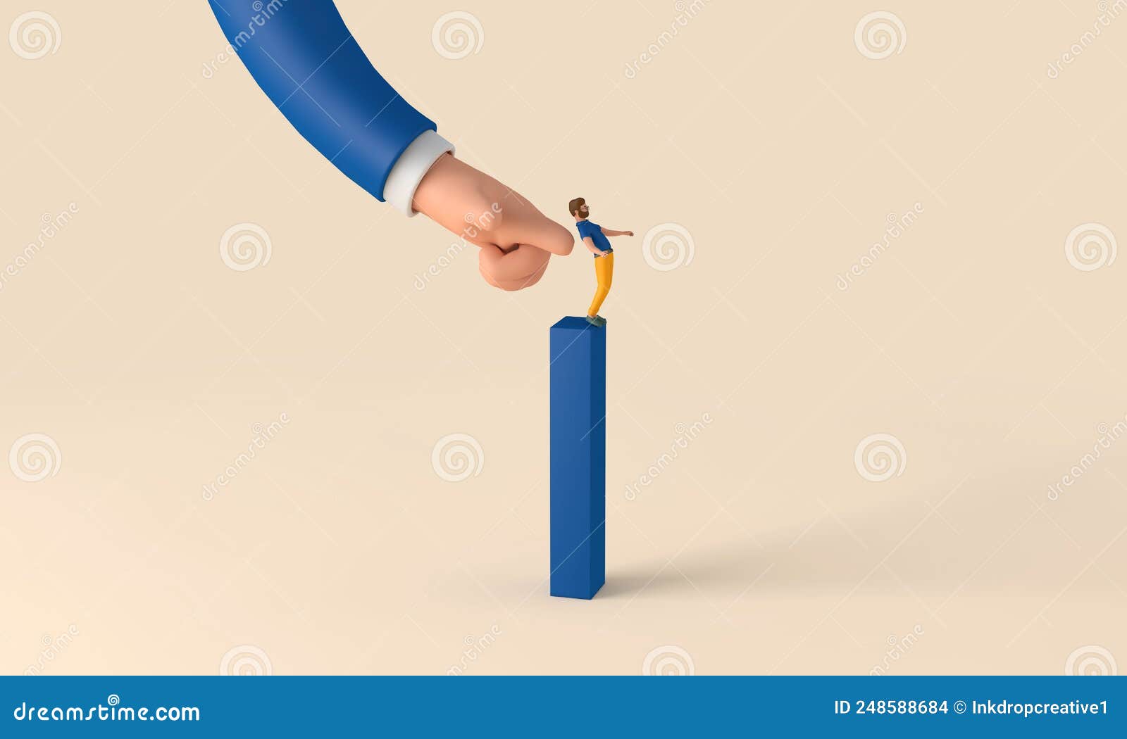 A Person Being Pushed Forward by a Large Hand. Business Development ...