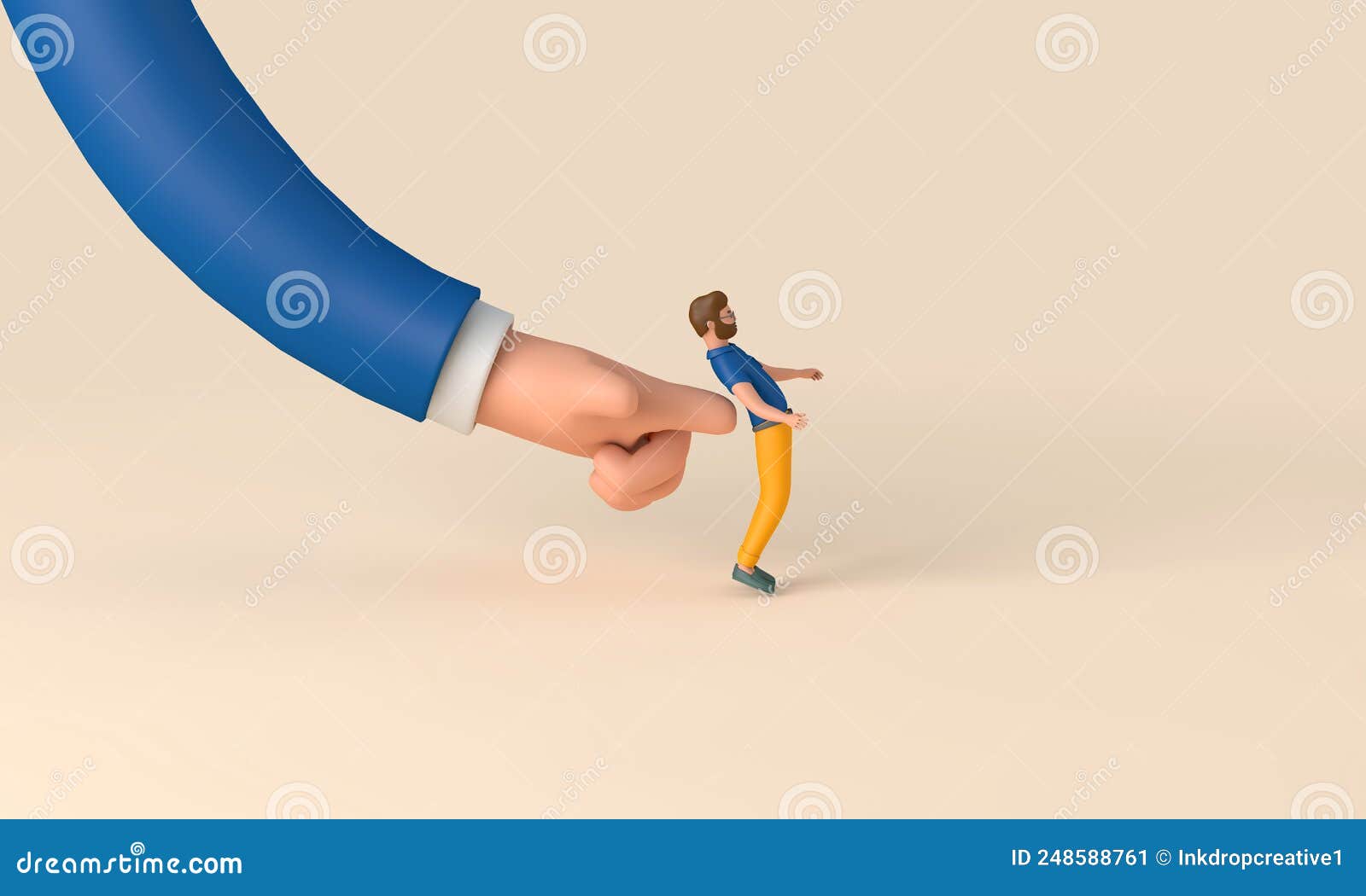 A Person Being Pushed Forward by a Large Hand. Business Development ...