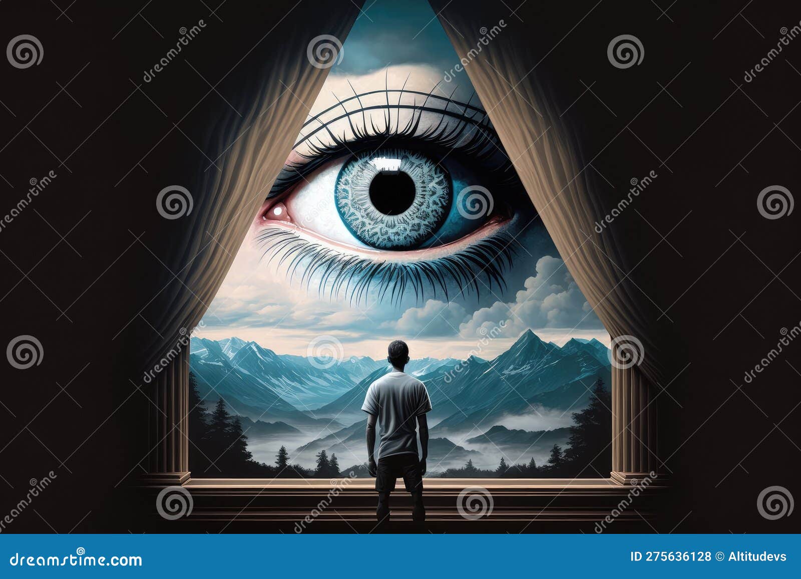 Person, Being Watched by All-seeing Eye from Afar Stock Illustration ...