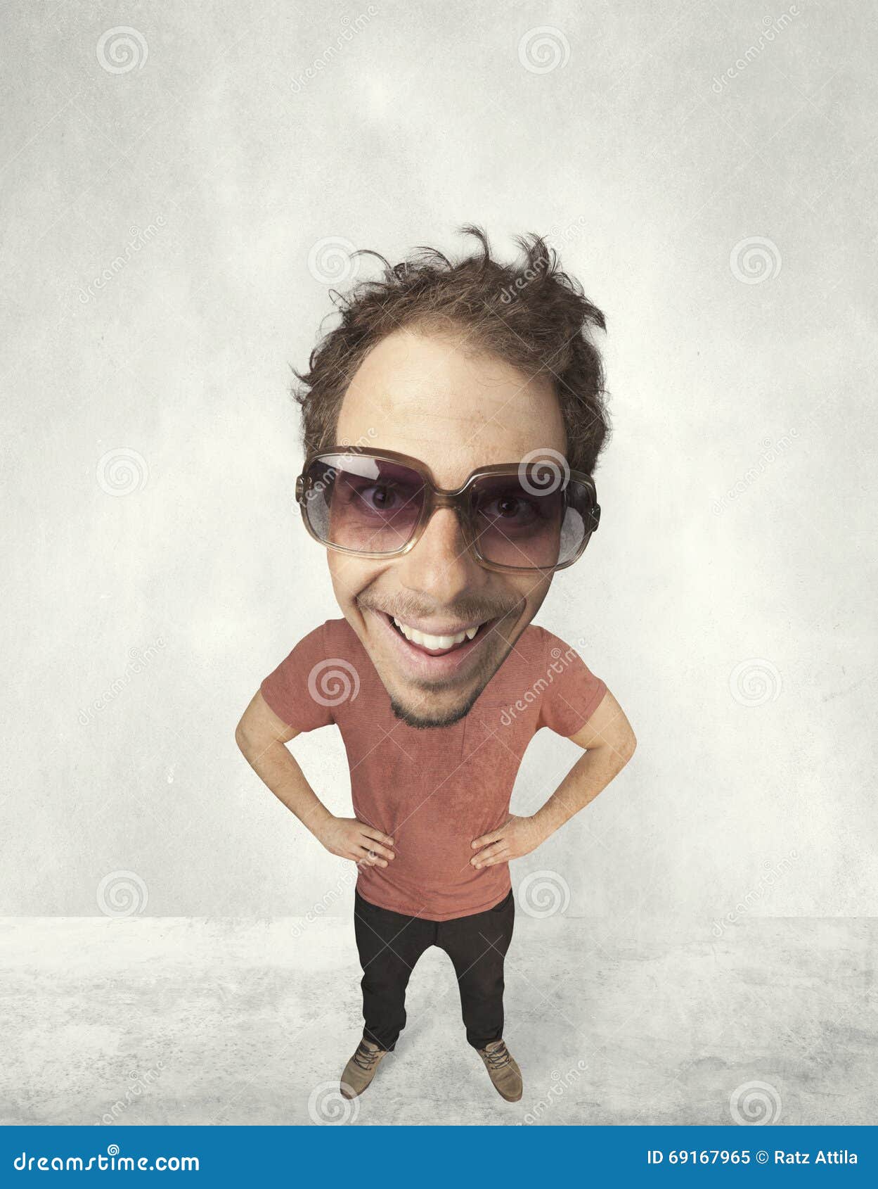 Person with big head stock illustration. Illustration of happiness ...