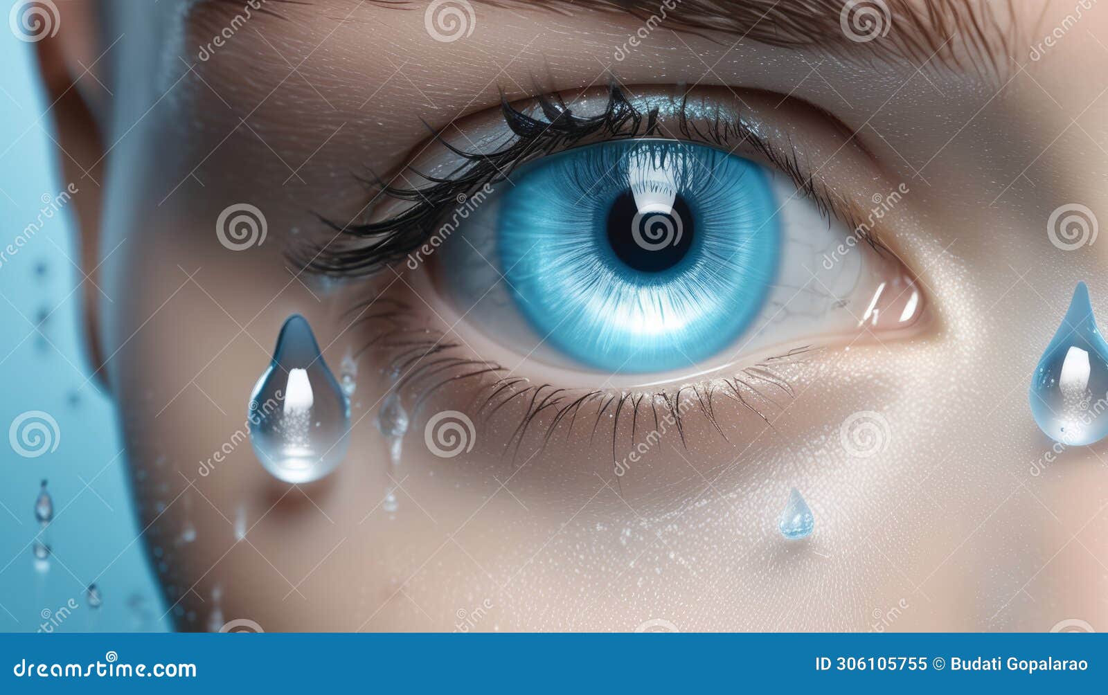 A Person with Blue Eyes and a Tear Drop Stock Illustration ...