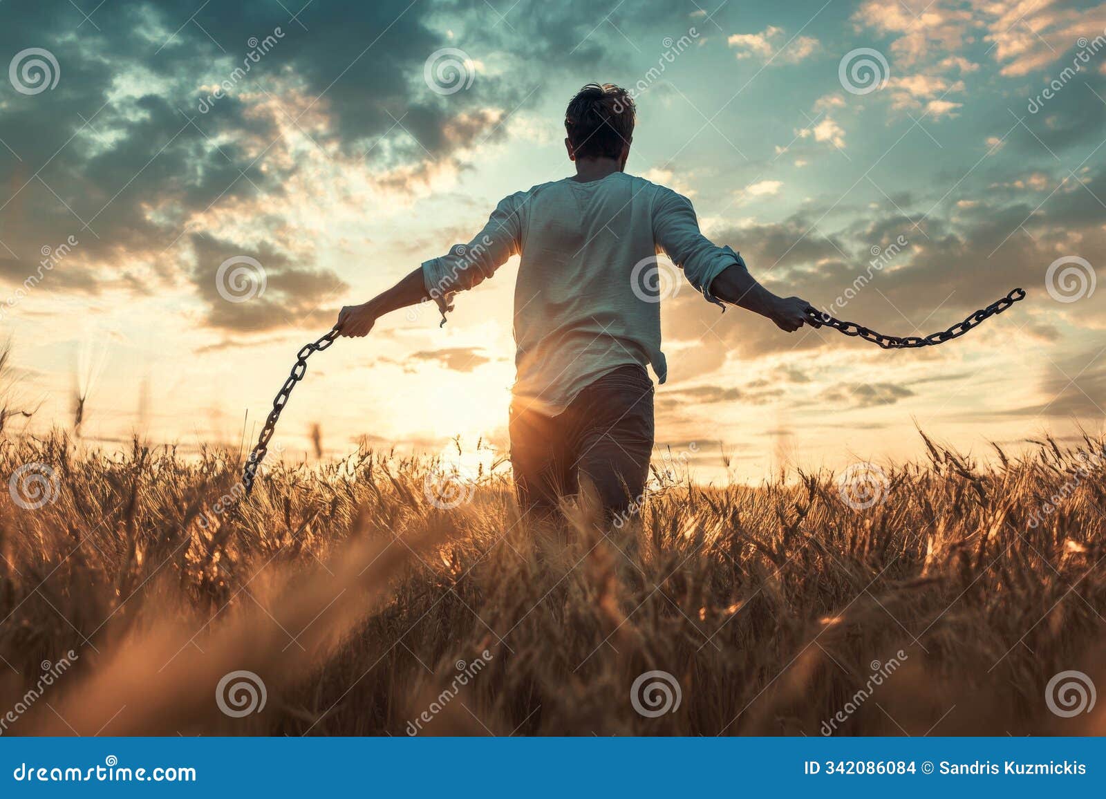 Person Breaking Free from Chains. Generative AI. Stock Illustration ...