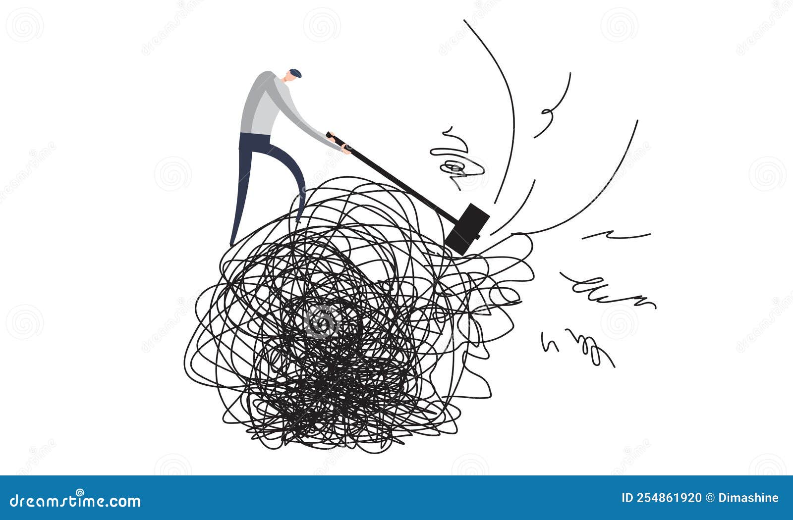 Person Breaks Barriers Hammer Man Tames Chaos. Psychology ...