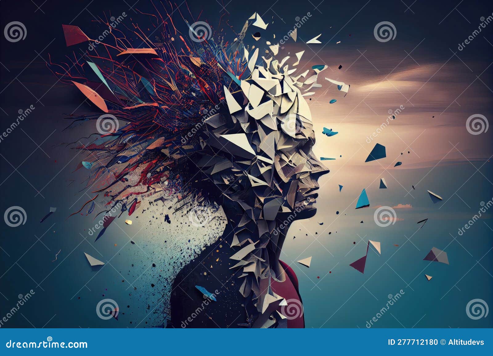 Person, with Broken Mind and Shattered Thoughts, Surrounded by Surreal ...