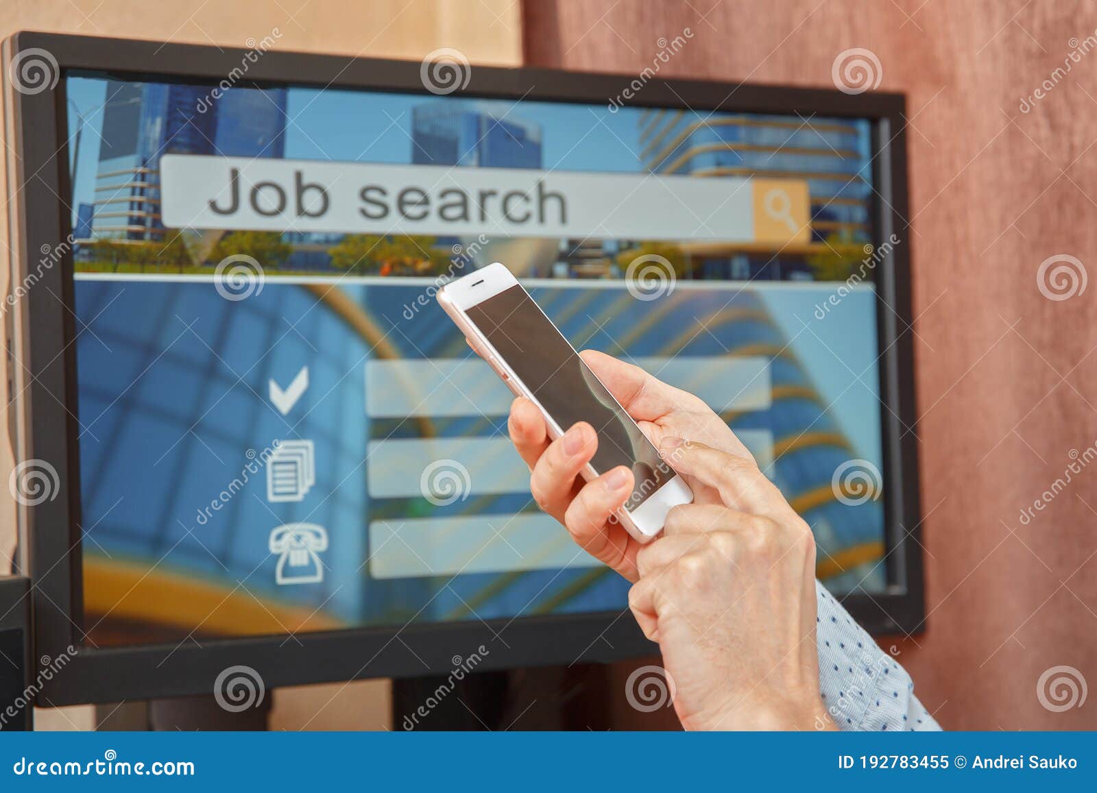 A Person Browses Job Opportunities Online Using a Job Search Computer ...