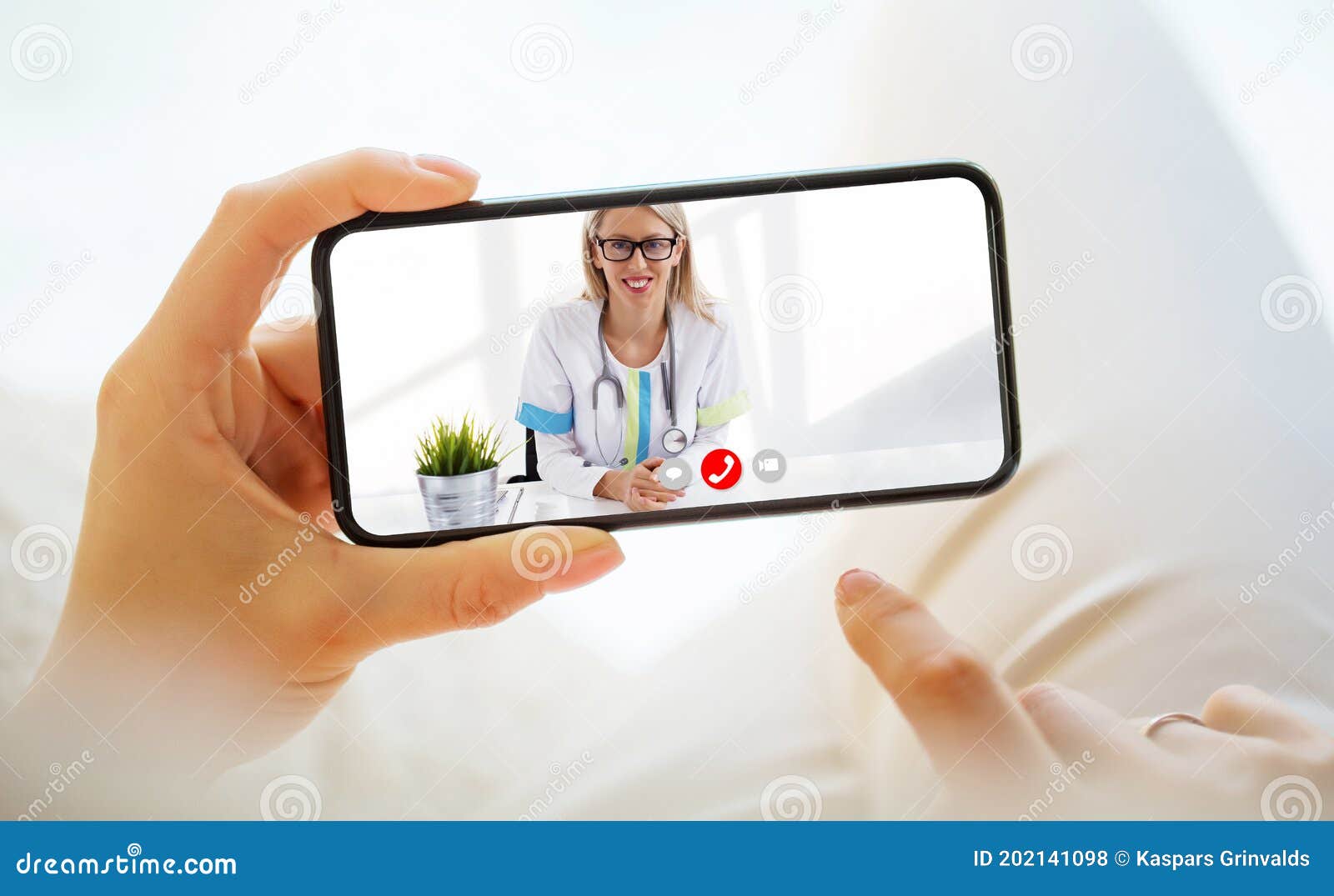 Person Calling Doctor Via Video Call on Phone Stock Photo - Image of ...