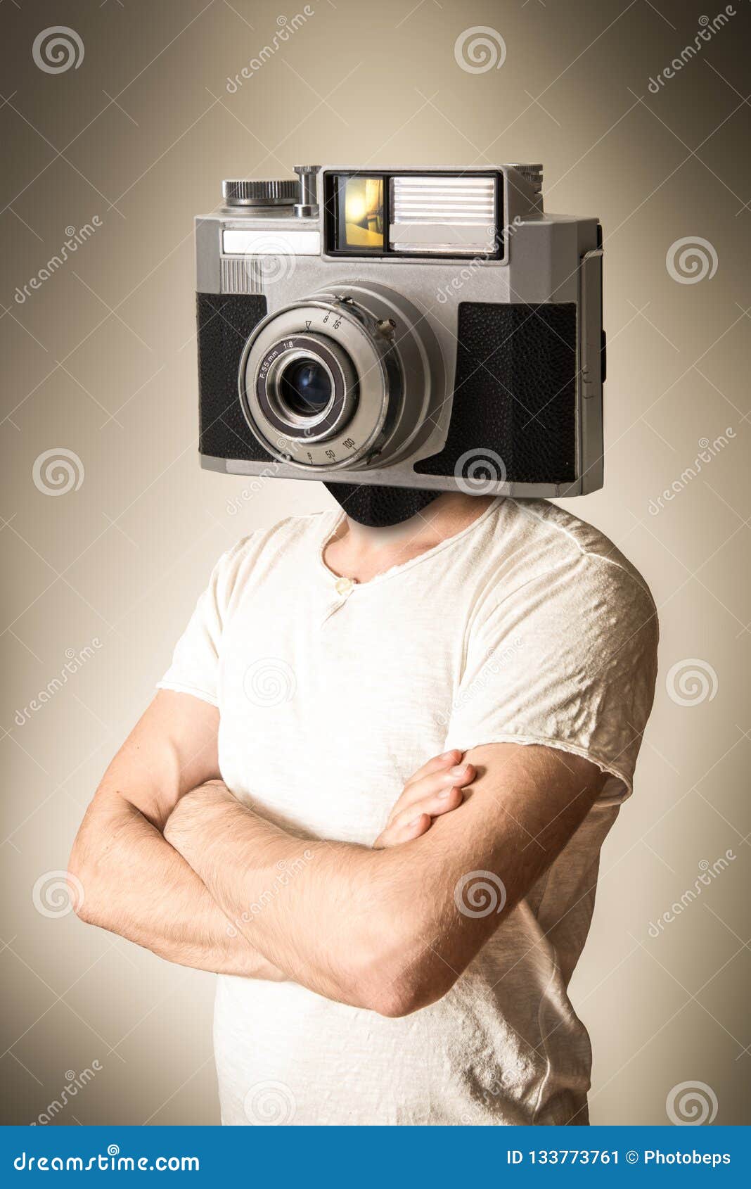 Person with Camera in Place of Head Stock Image - Image of passion ...
