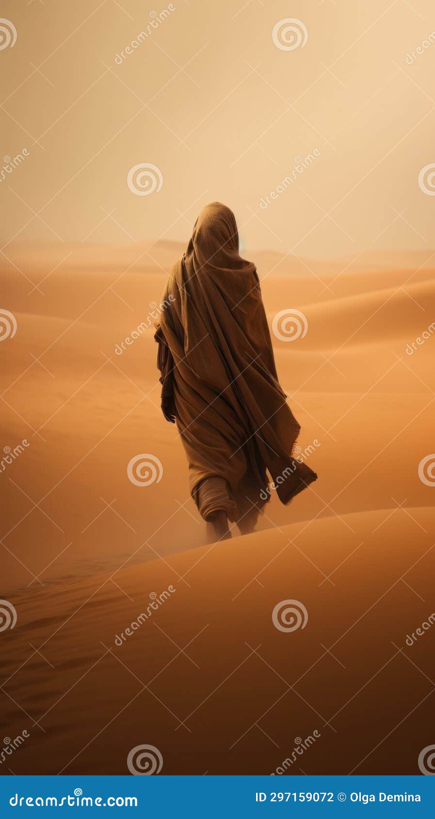 Person in Cape in Massive Sandstorm in Desert Stock Photo - Image of ...