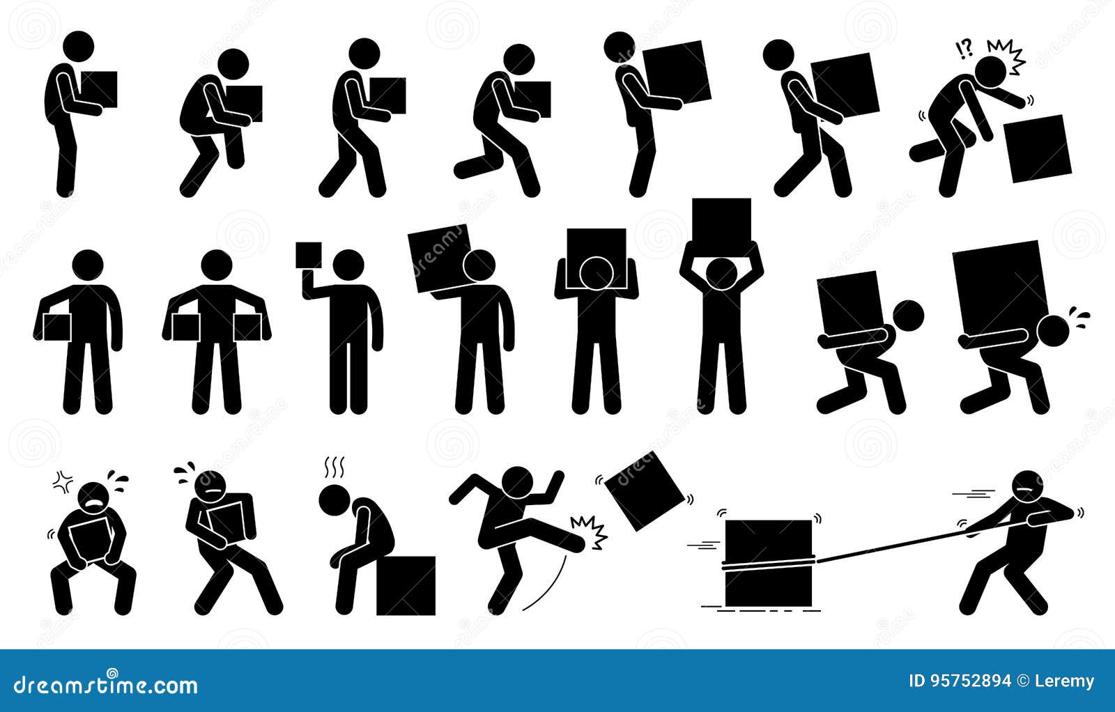 Person Carrying Heavy Box stock vector. Illustration of moves - 95752894