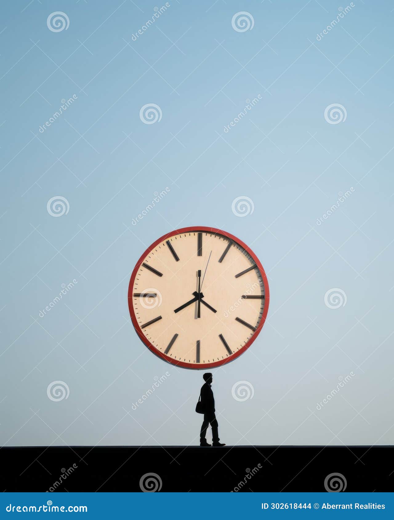 A Person Carrying a Large Clock on Their Back Stock Illustration ...