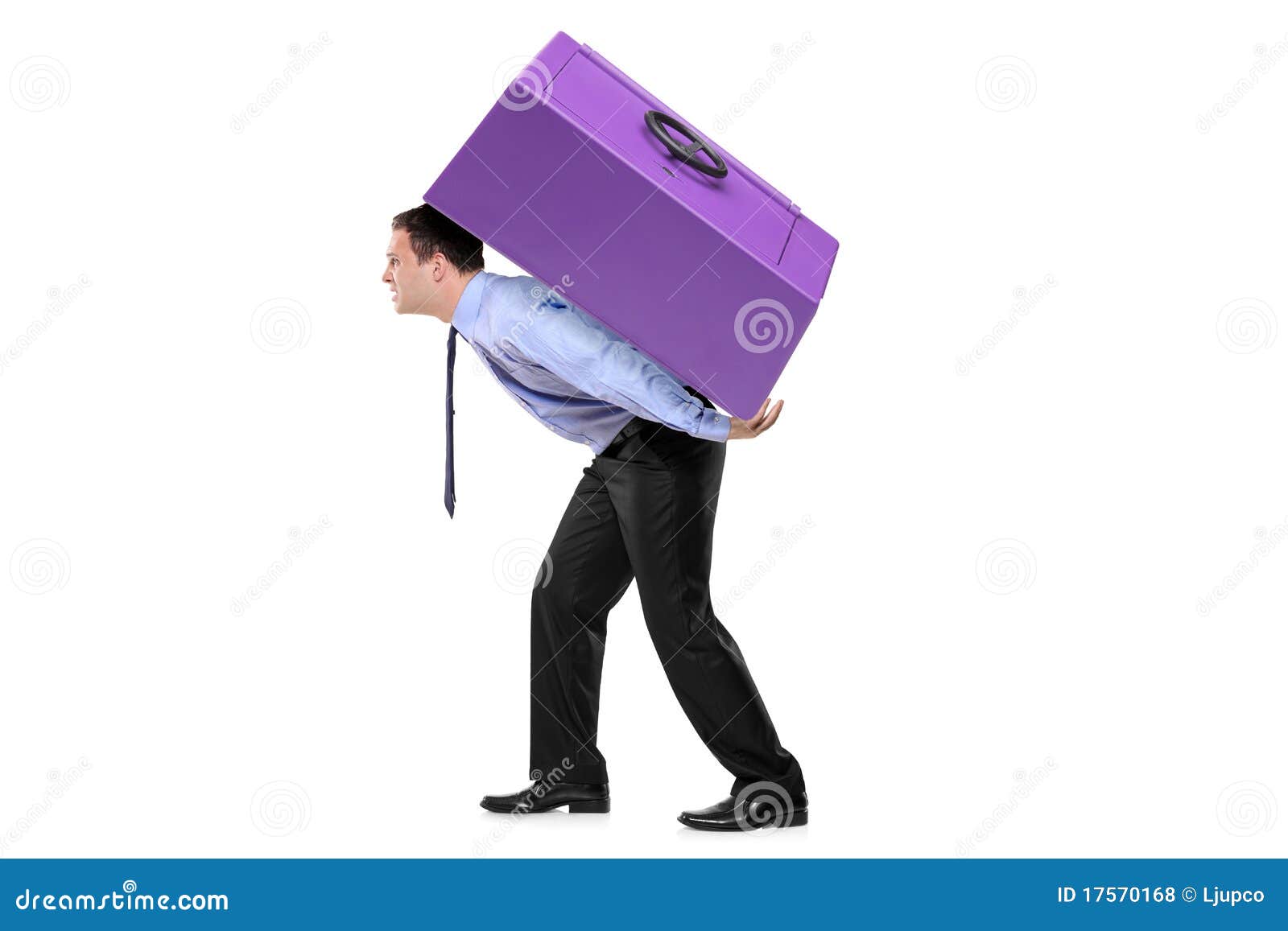 Person Carrying a Safe Box on His Back Stock Photo - Image of blue ...