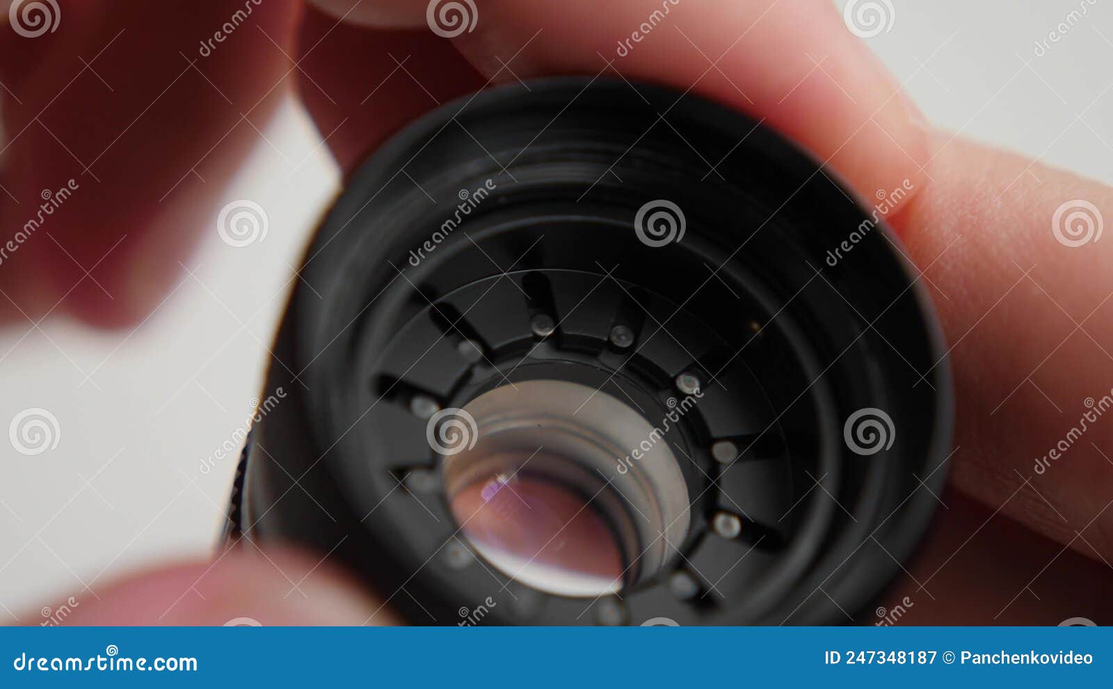 Person Changes the Aperture on a Manual Lens with His Hand the Light ...