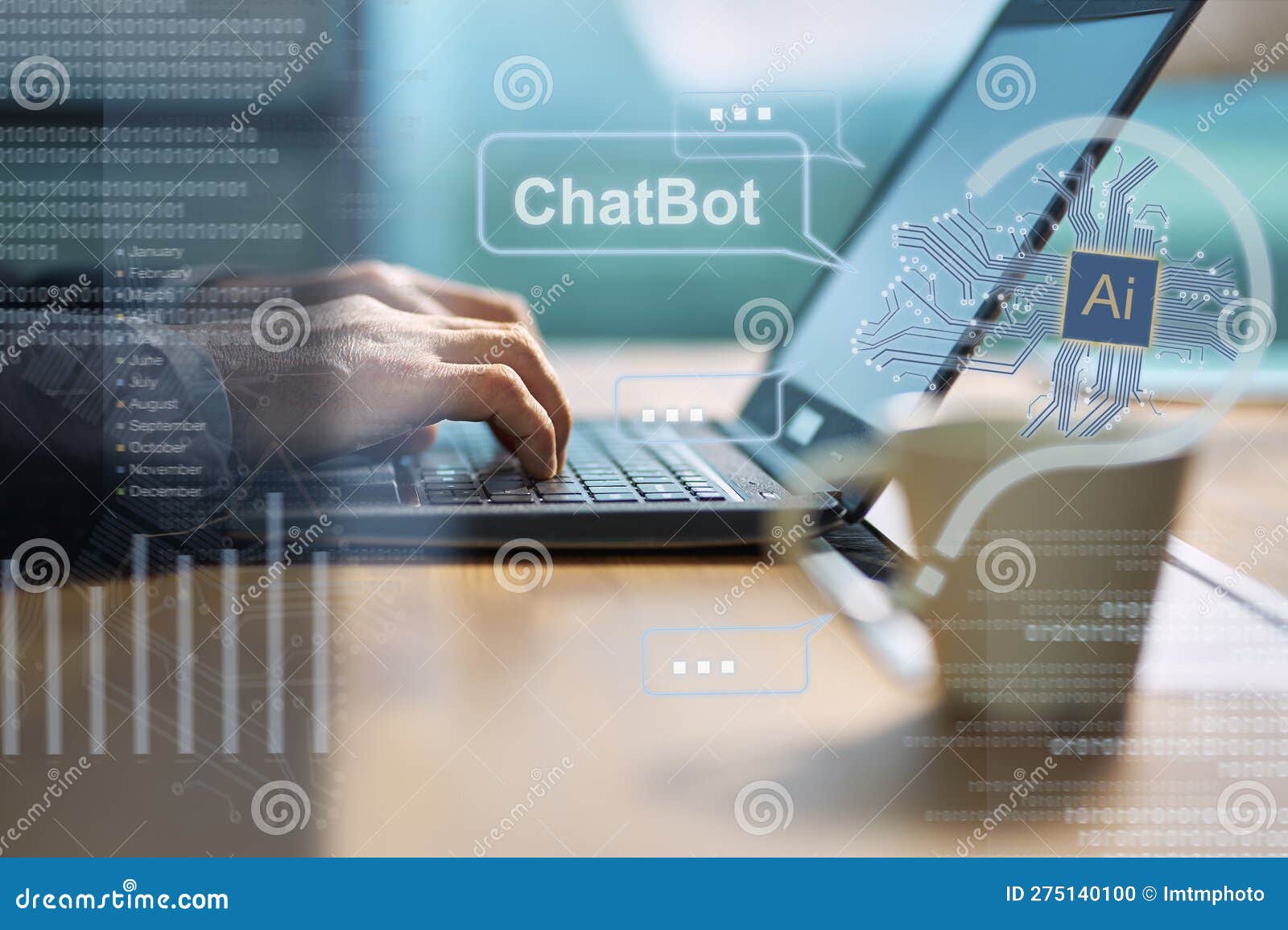 Person Chatting with an AI ChatBot Using Laptop Computer Stock Photo ...