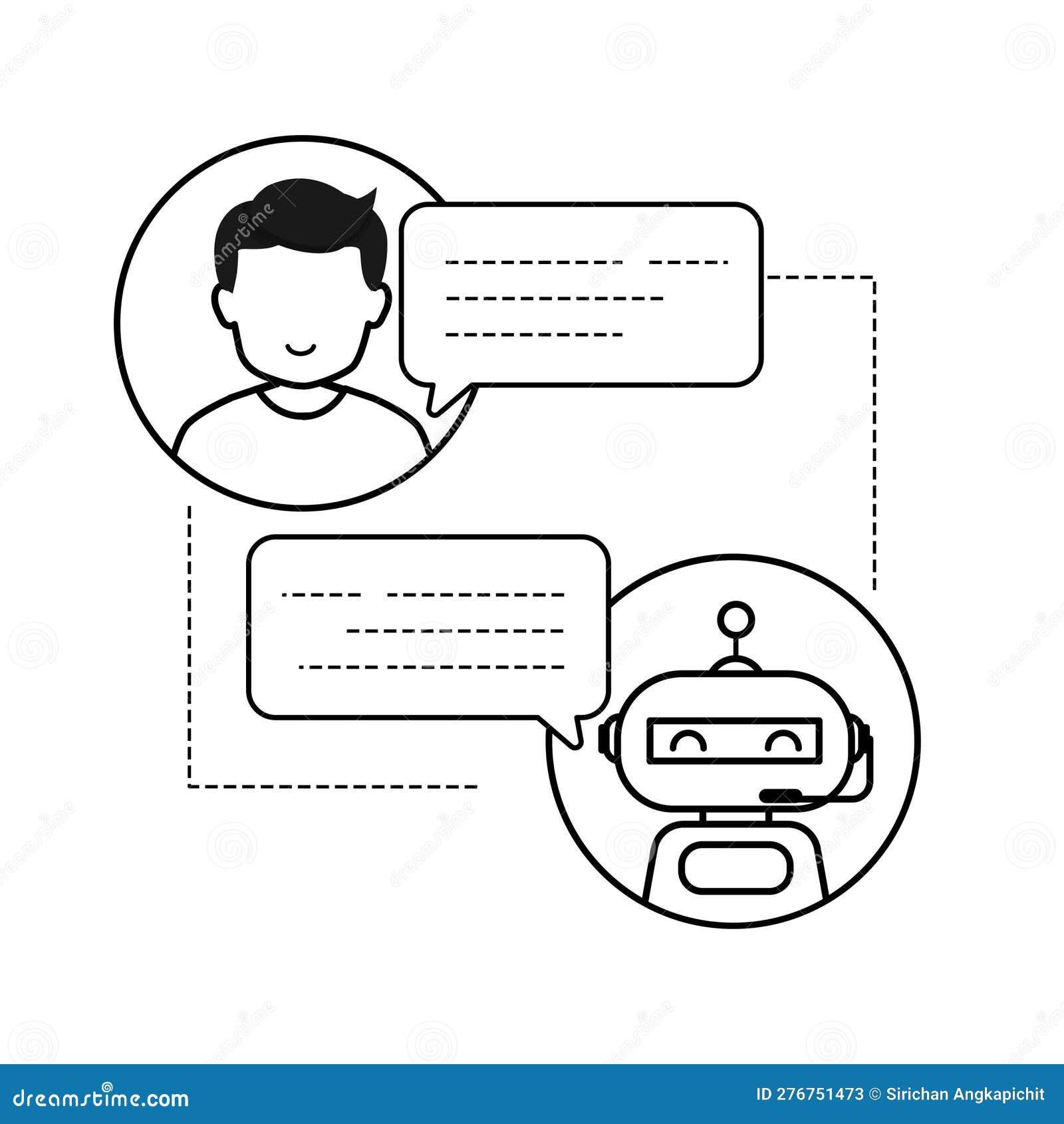 Person Chatting with Chat Bot in Vector Illustration Stock Vector ...