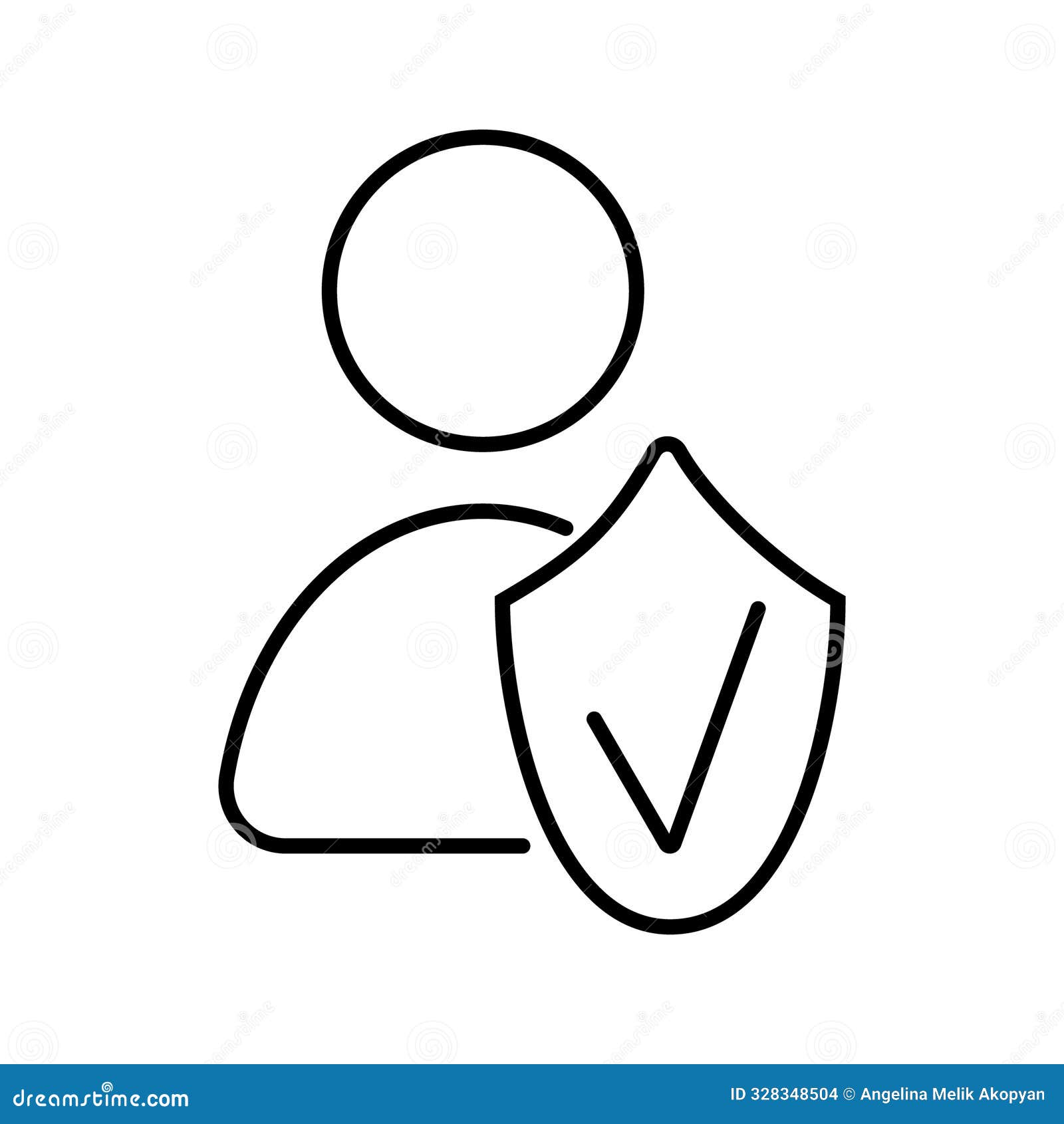 Person with Checkmark Shield Icon Stock Vector - Illustration of flat ...