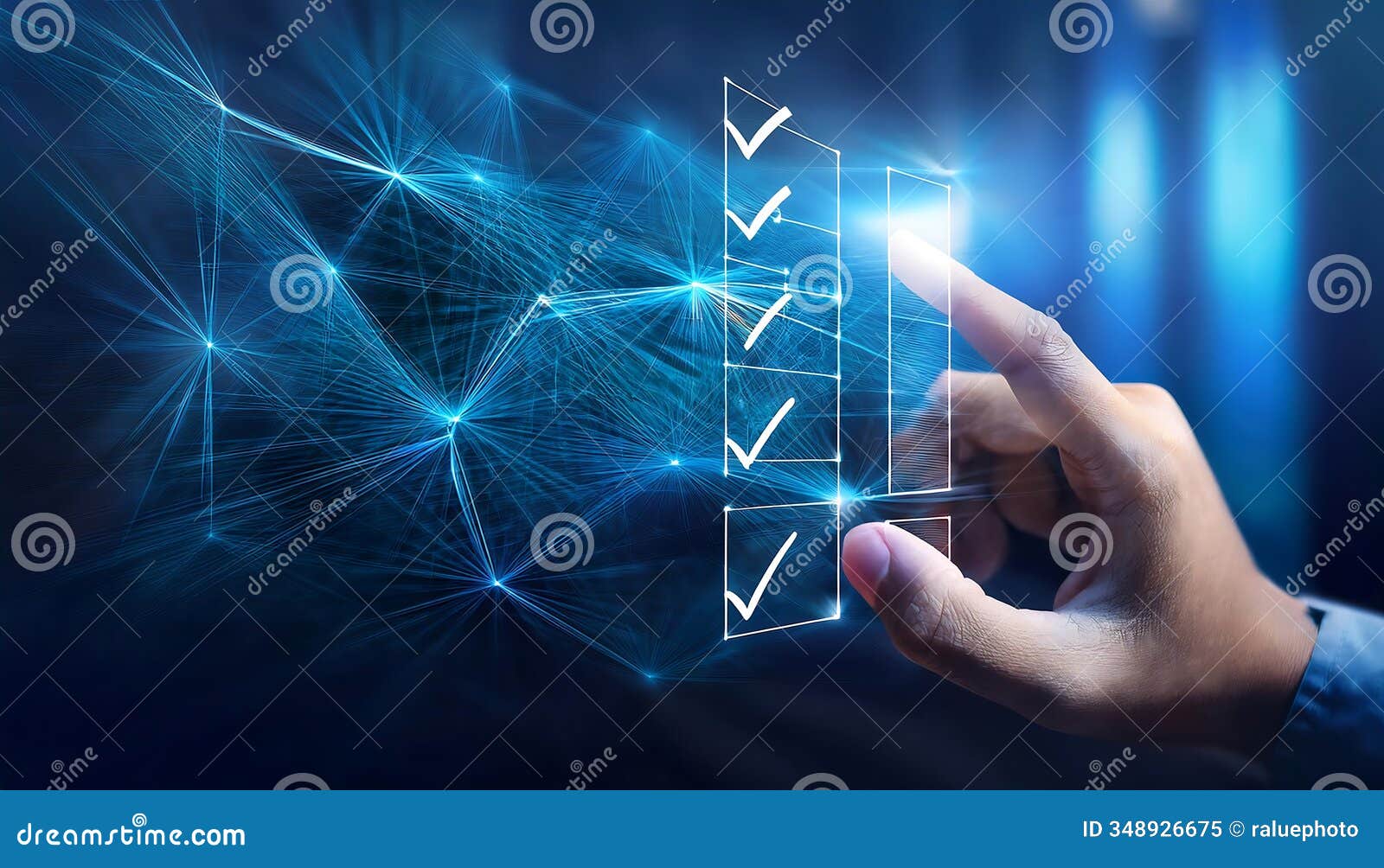 Person Checks Off Items on a Digital Checklist, Symbolizing Task ...