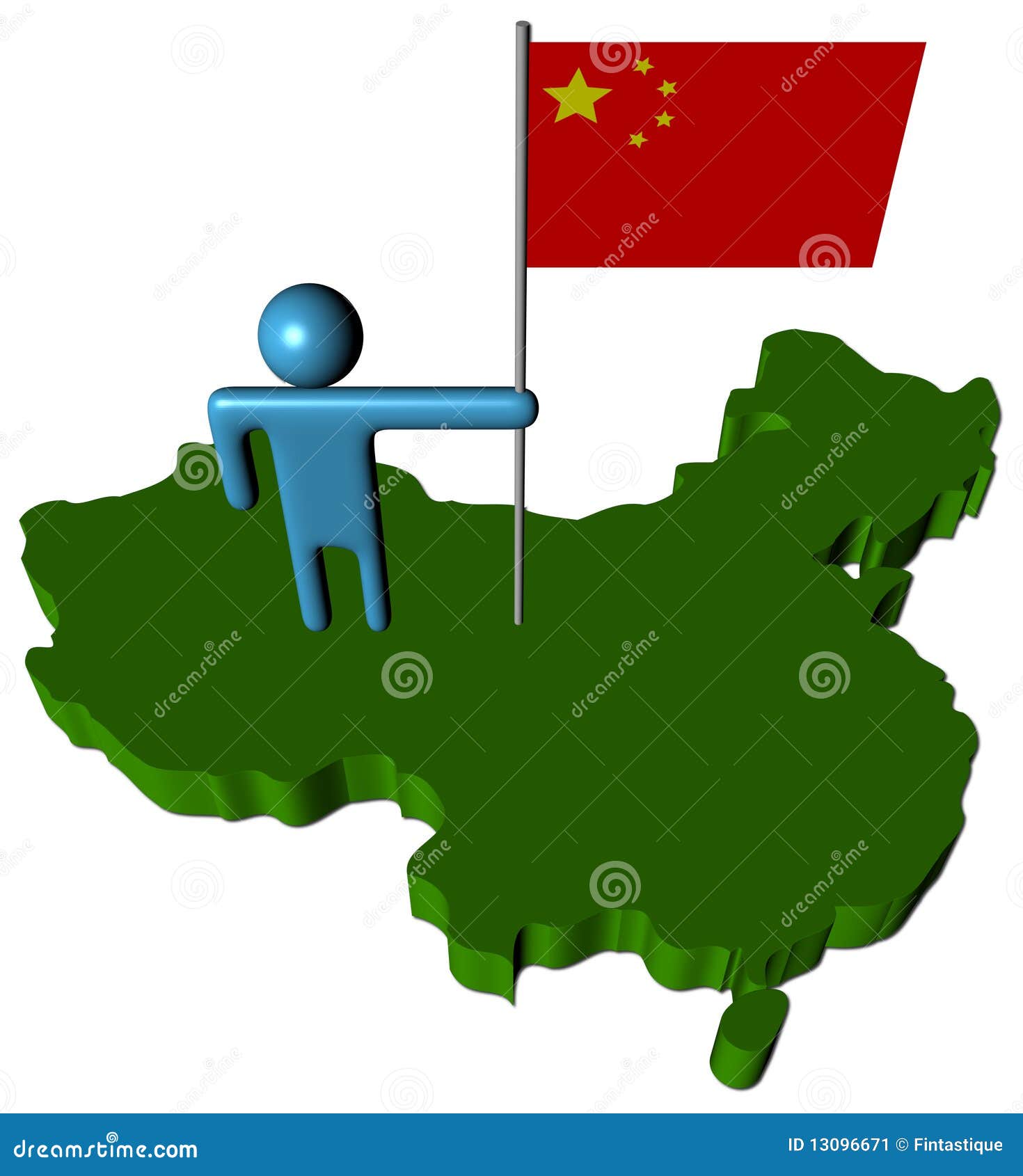 Person with Chinese Flag on Map Stock Illustration - Illustration of ...