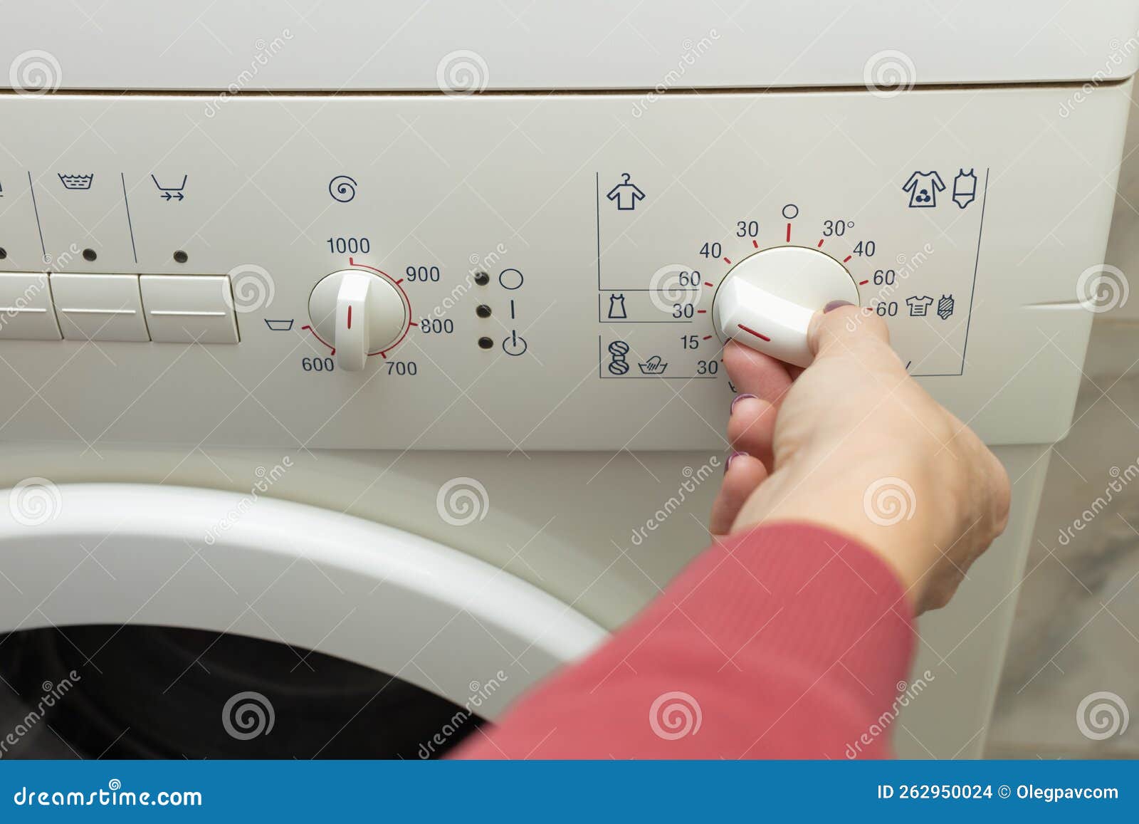 A Person Chooses a Washing Mode with a Switch. Stock Photo - Image of ...