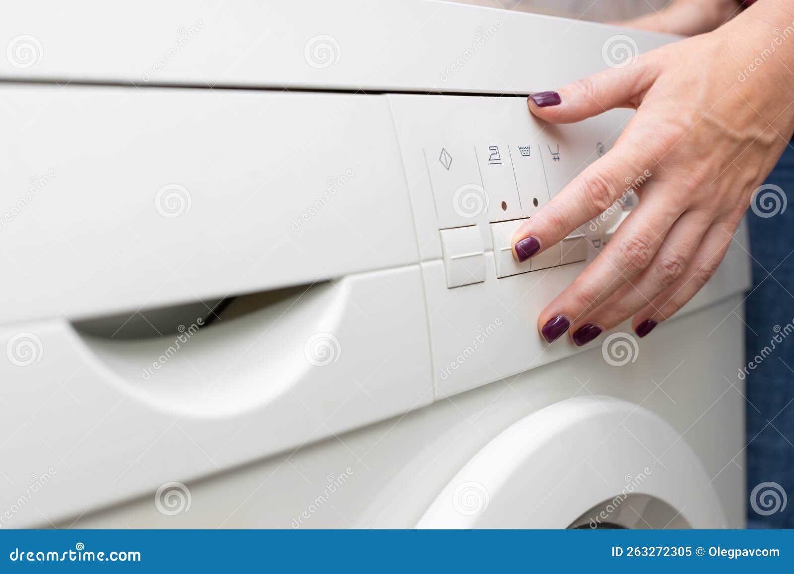 A Person Chooses a Washing Mode with a Switch. Stock Image - Image of ...