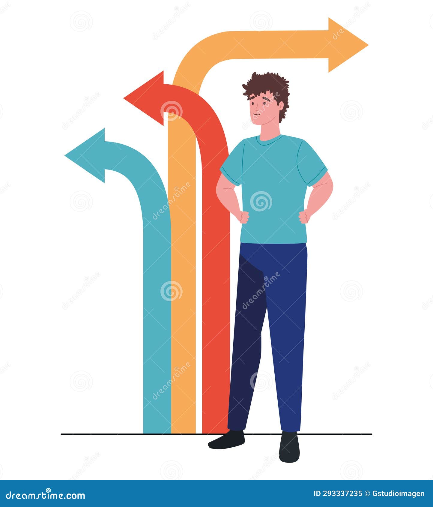 Person Choosing Direction Solution Stock Vector - Illustration of ...