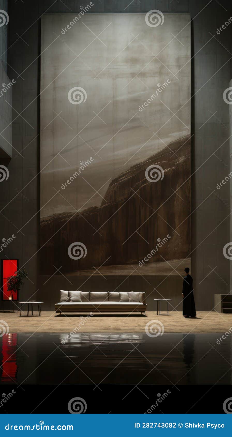 A Person in Cinematic Minimalist Interior Design Negative Space Stock ...