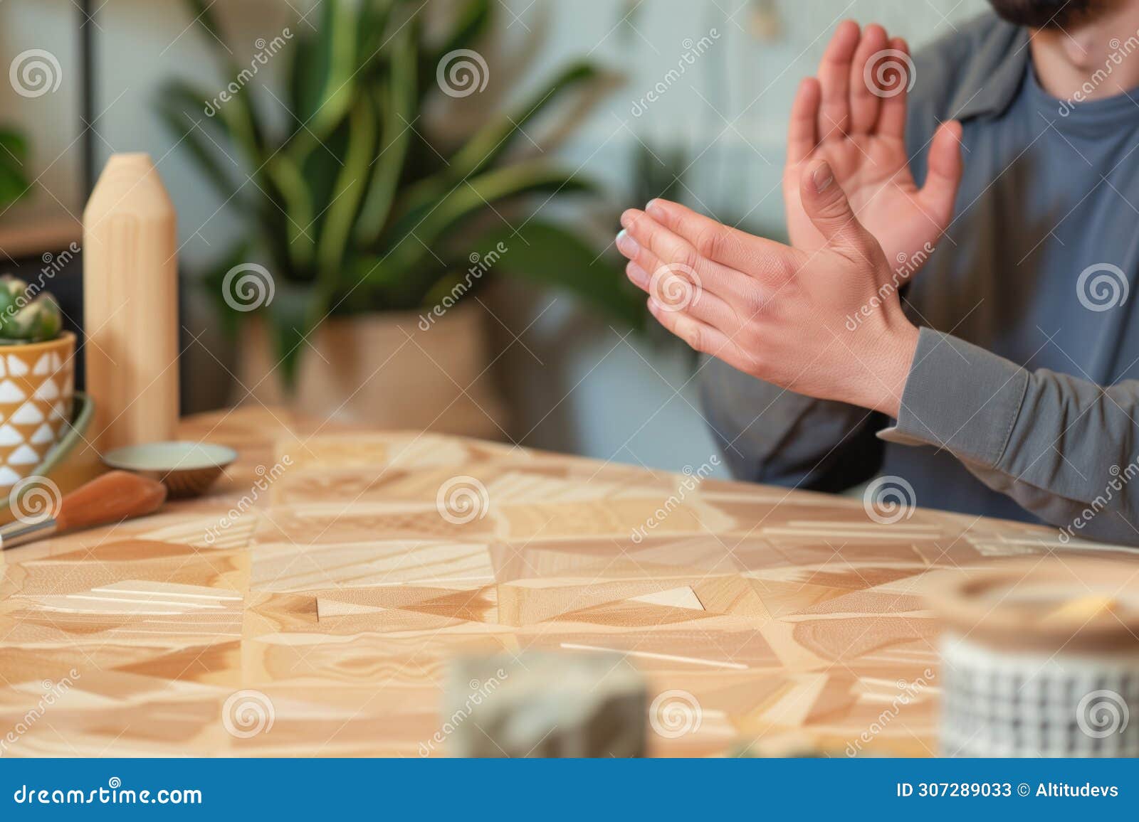 Person Clapping, Diy Project Completed on Table Stock Illustration ...