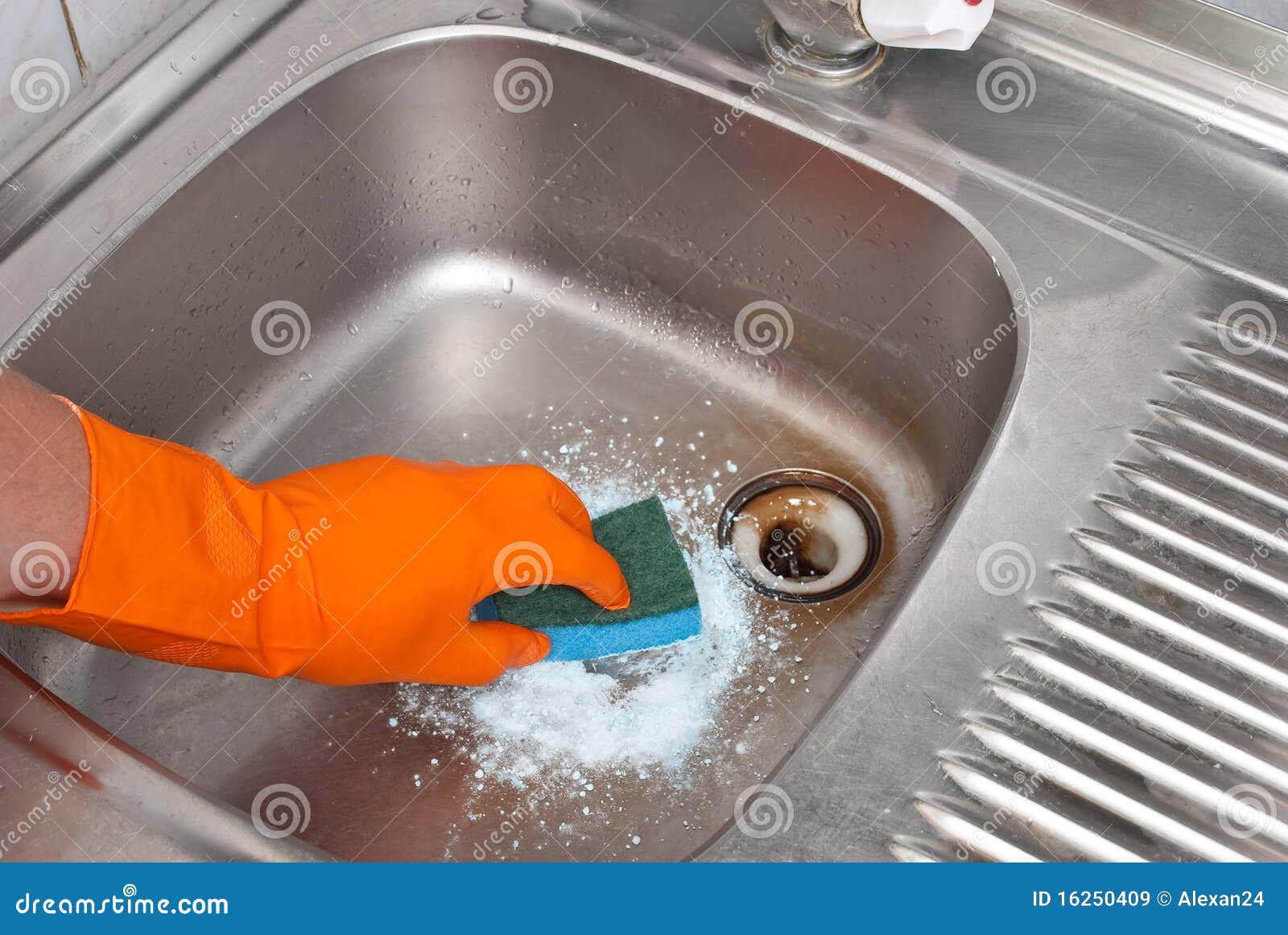 Person Cleaning the Kitchen Sink Stock Image - Image of soap ...
