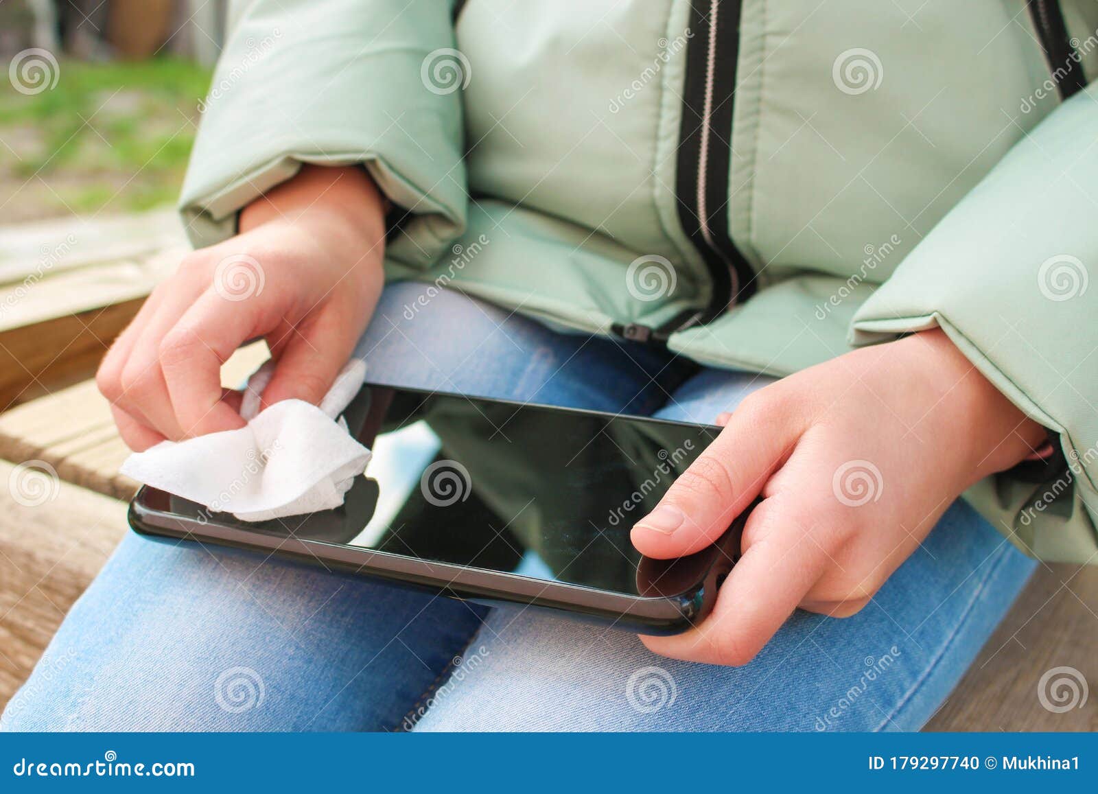 Person Cleans Mobile Phone with Wet Wipes Stock Photo - Image of ...