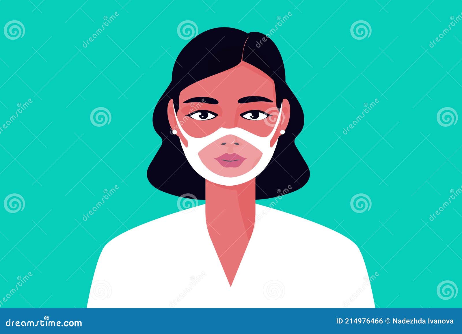 Person with Clear Face Mask for Deaf Vector Illustration. Stock Vector ...