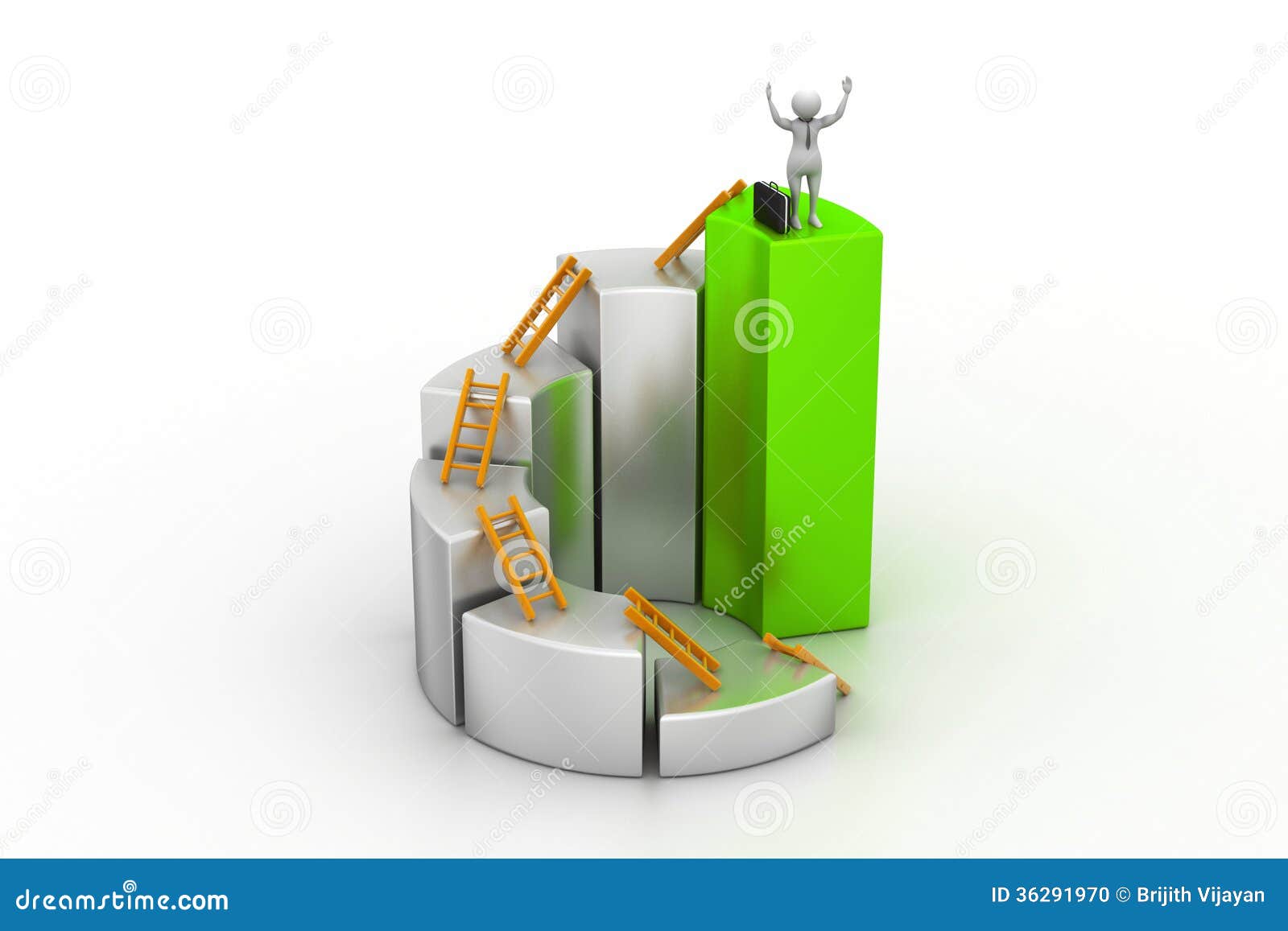 Person Climbing Ladder Using Up To Bar Chart Stock Illustration ...