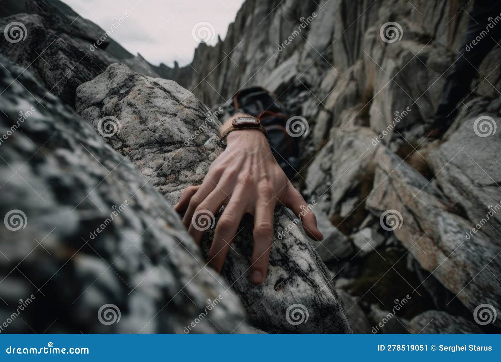 A Person Climbing Up a Rock Face To Face. Generative AI Image. Stock ...