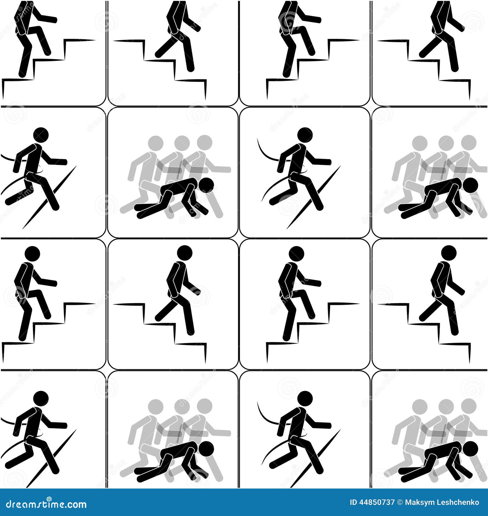 Person Climbs Up the Stairs Seamless Pattern Stock Illustration ...
