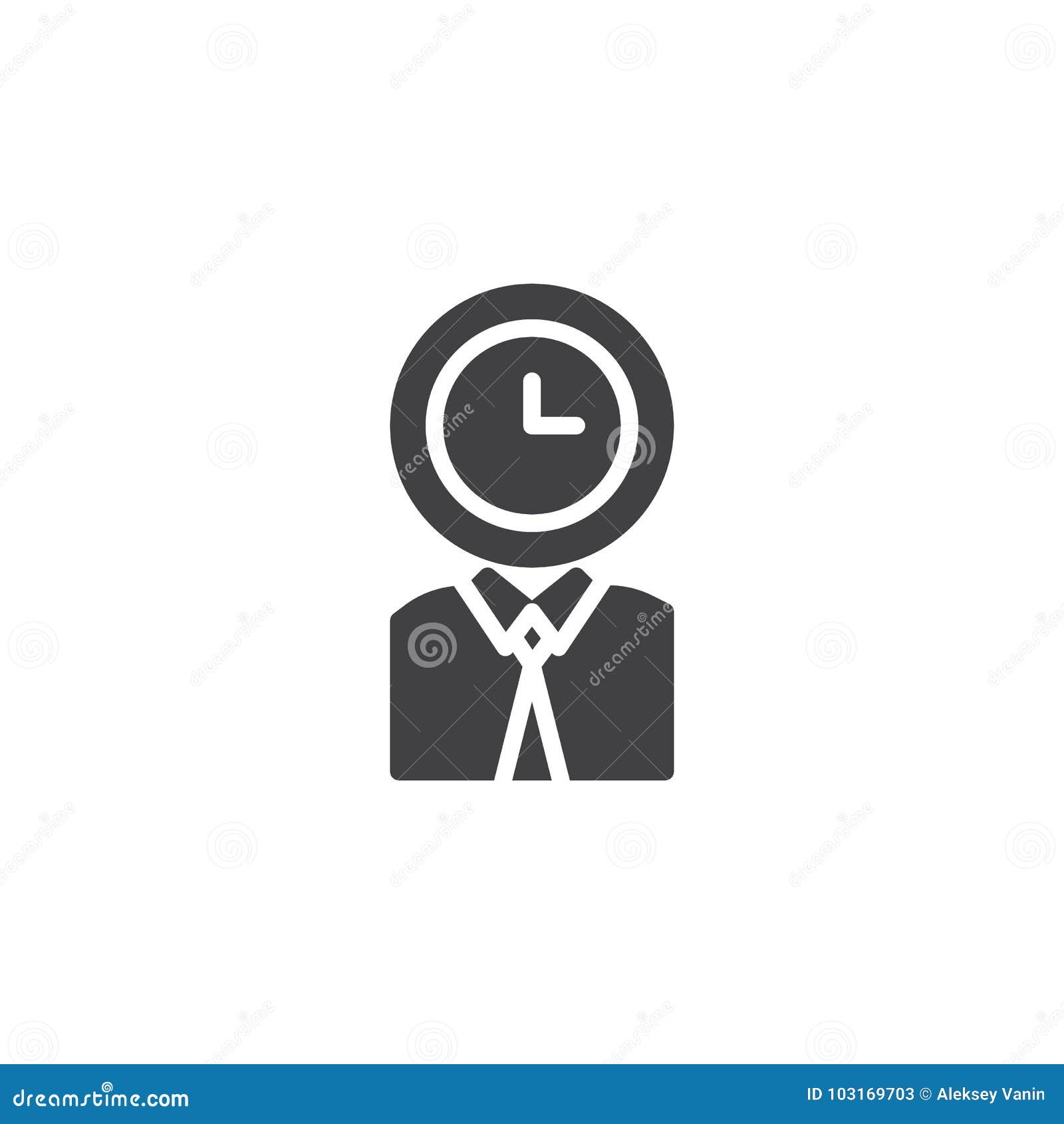 Person with Clock Head Icon Vector Stock Vector - Illustration of glyph ...