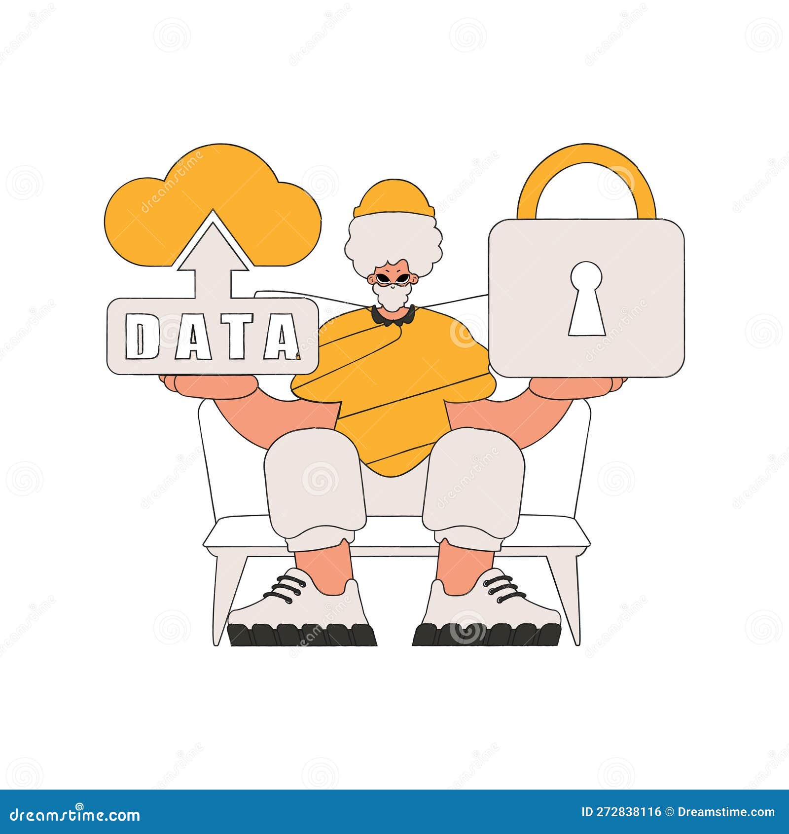 Person with Cloud Storage and Padlock Symbolizing Data Safety. Stock ...